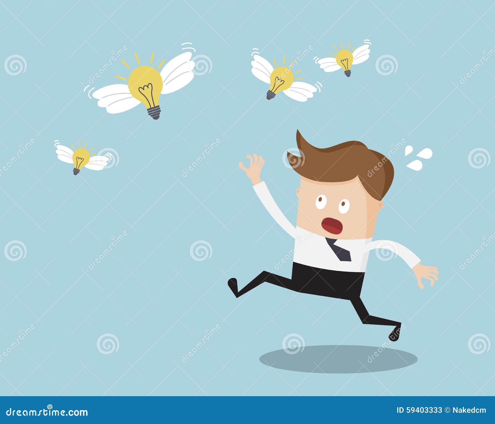 Businessman Running for Catching Bulb Idea Stock Illustration ...