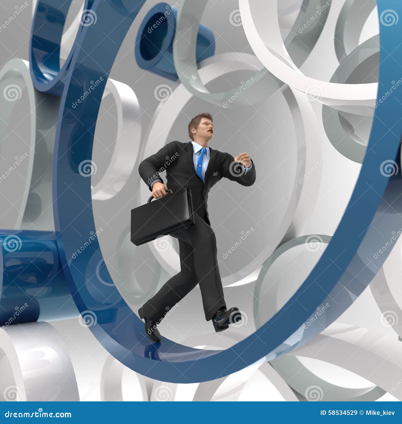 Businessman Running in the Circle Stock Illustration - Illustration of ...