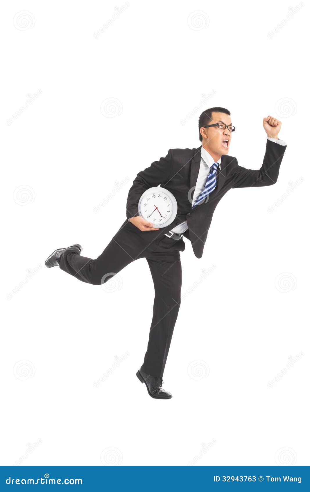 Businessman Running with Clock Stock Image - Image of holding ...