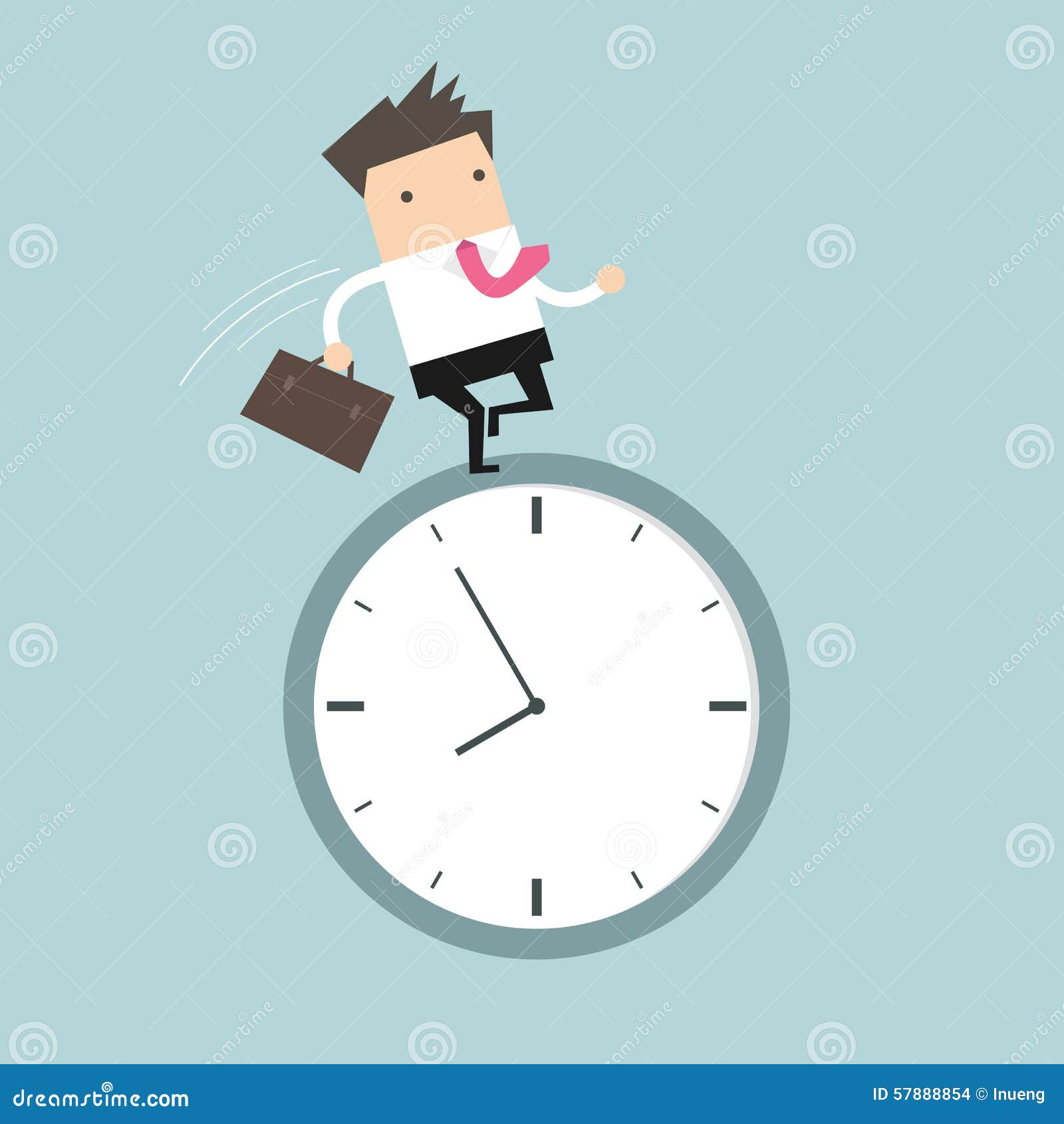 Businessman Running on Clock Stock Vector - Illustration of speed, work ...