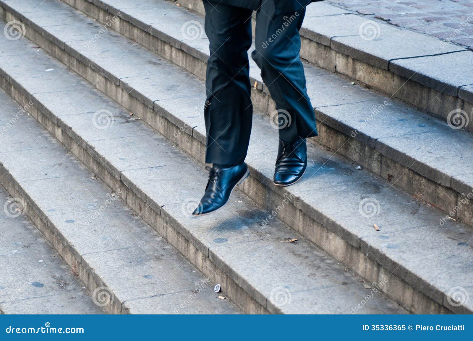 Businessman Running Down City Stairs Stock Image - Image of descend ...