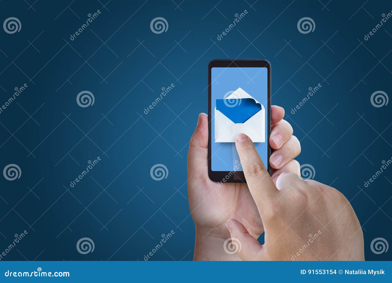 Businessman Running with Email in Phone. Stock Photo - Image of ...