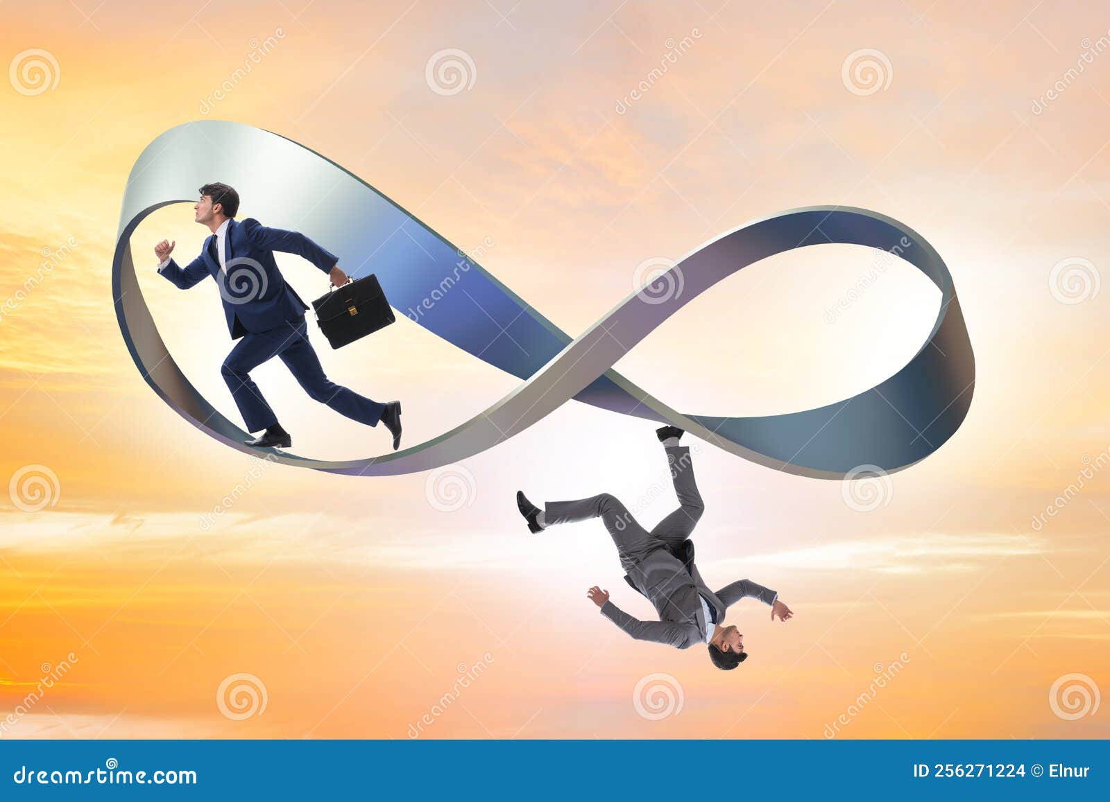 Businessman Running on the Endless Loop Stock Photo - Image of loop ...