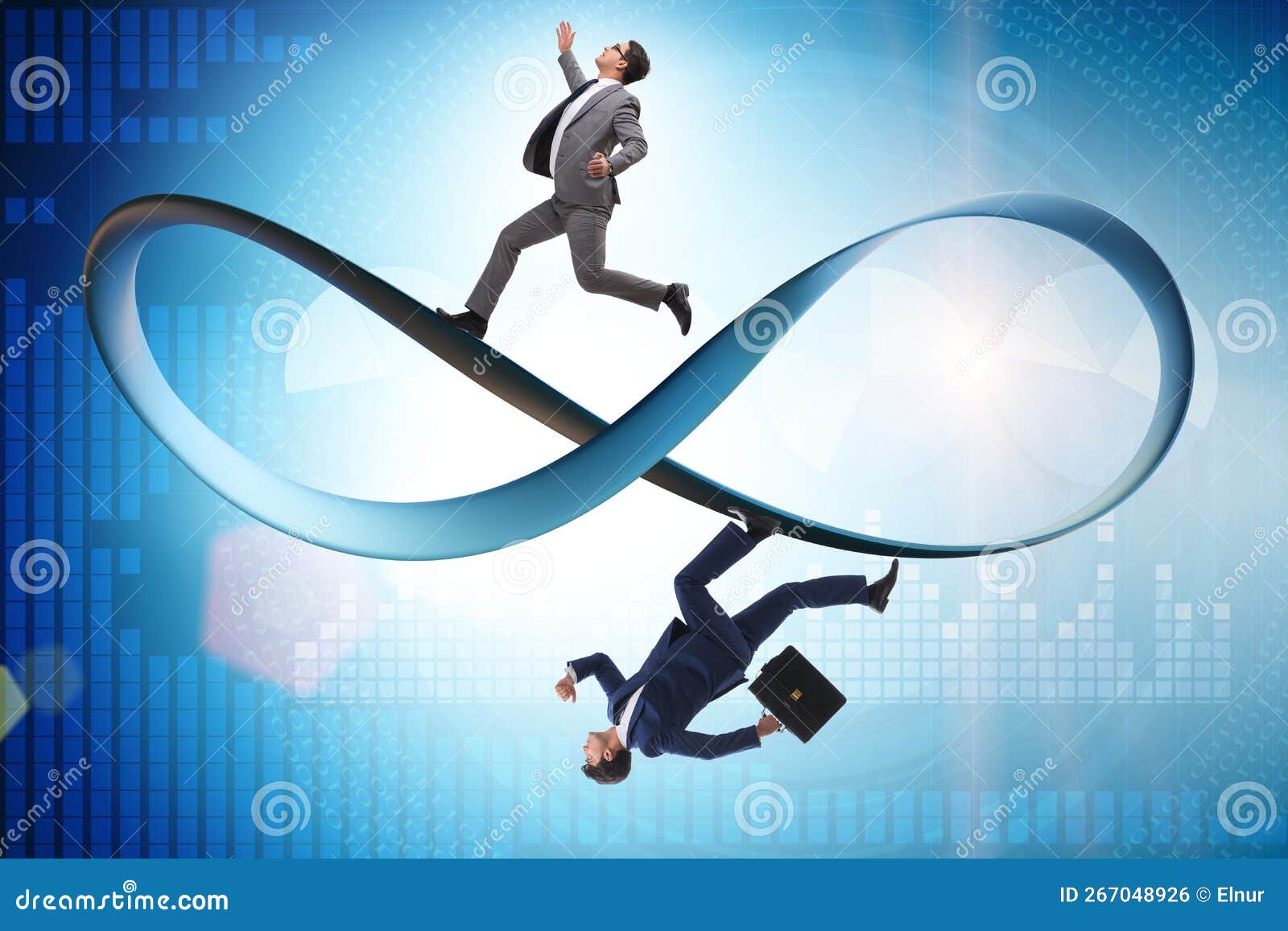 Businessman Running on the Endless Loop Stock Photo - Image of running ...