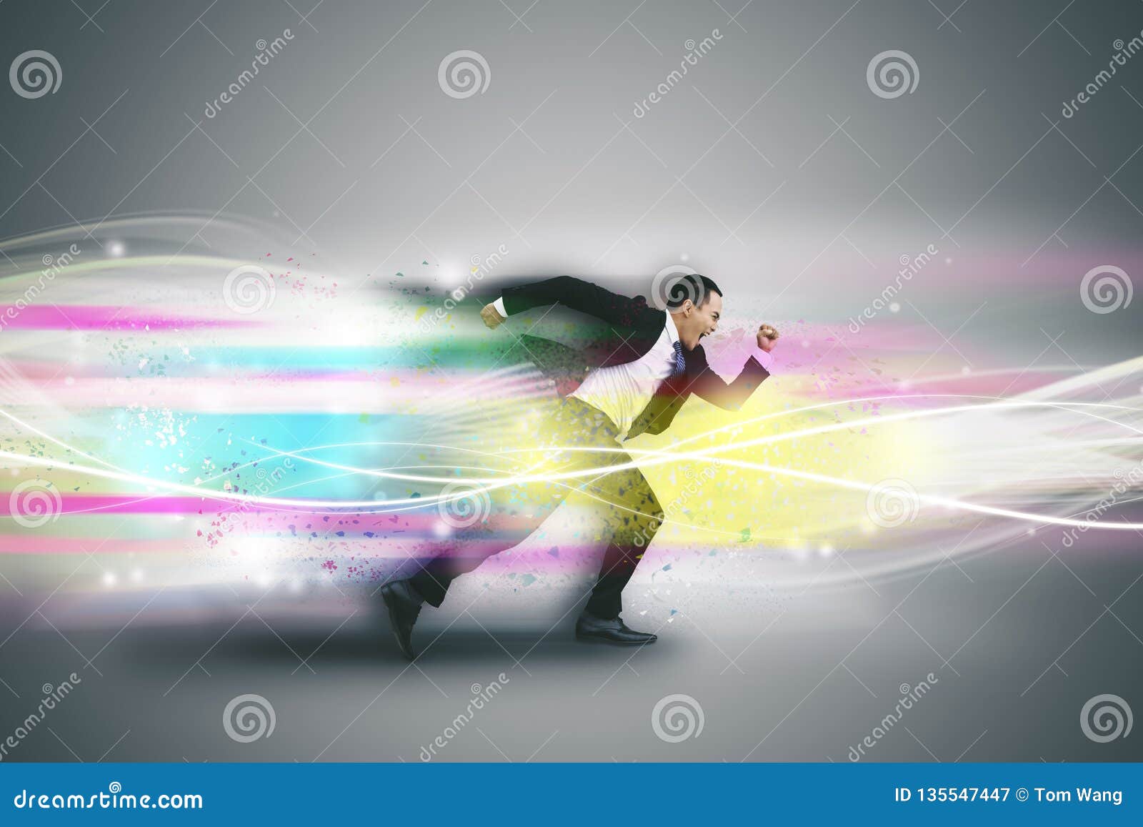 Businessman Running Fast and Tech Concept Stock Illustration ...
