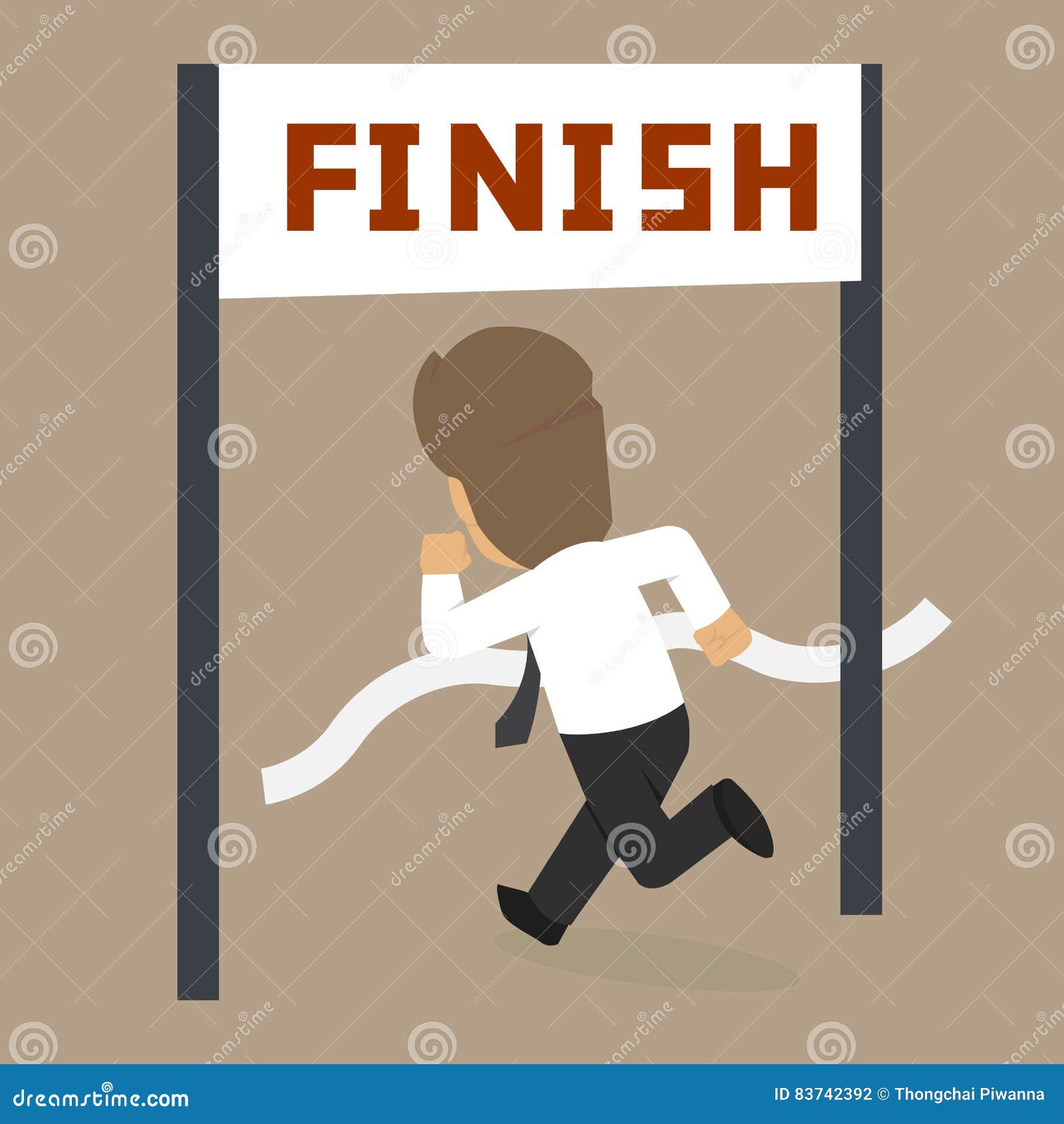 Businessman Running at the Finish Line Stock Vector - Illustration of ...