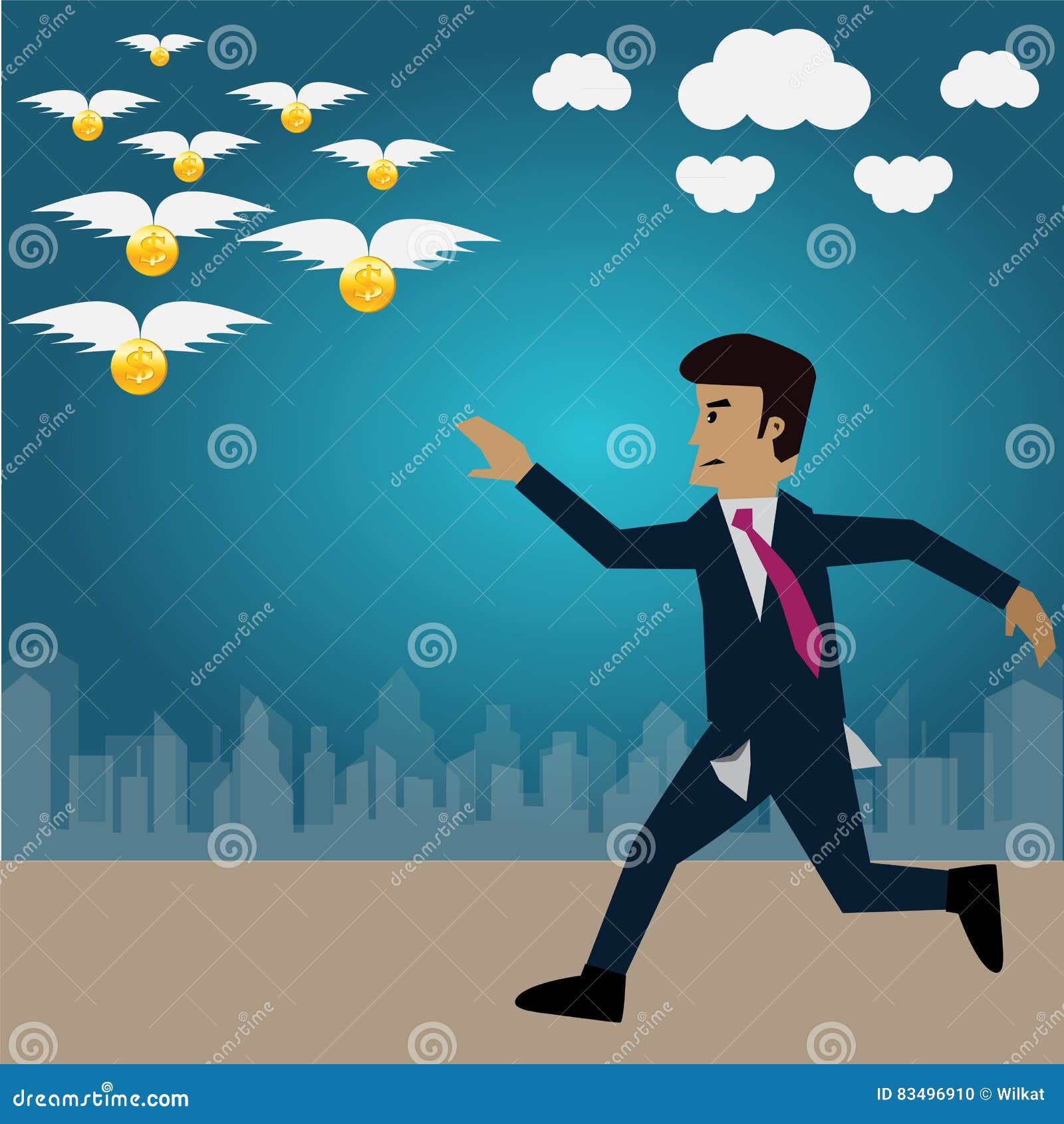 Businessman Running Follow the Money Stock Vector - Illustration of ...