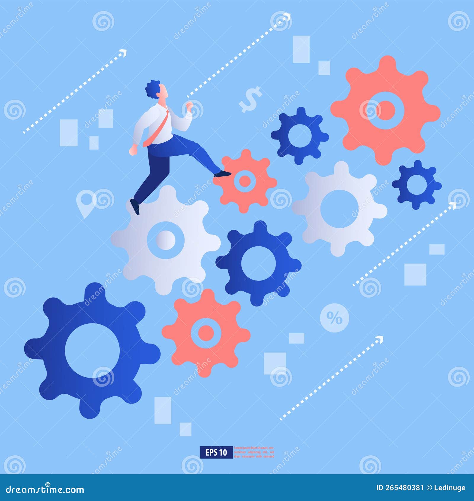 Businessman Running on Gear. Success Concept Stock Vector ...