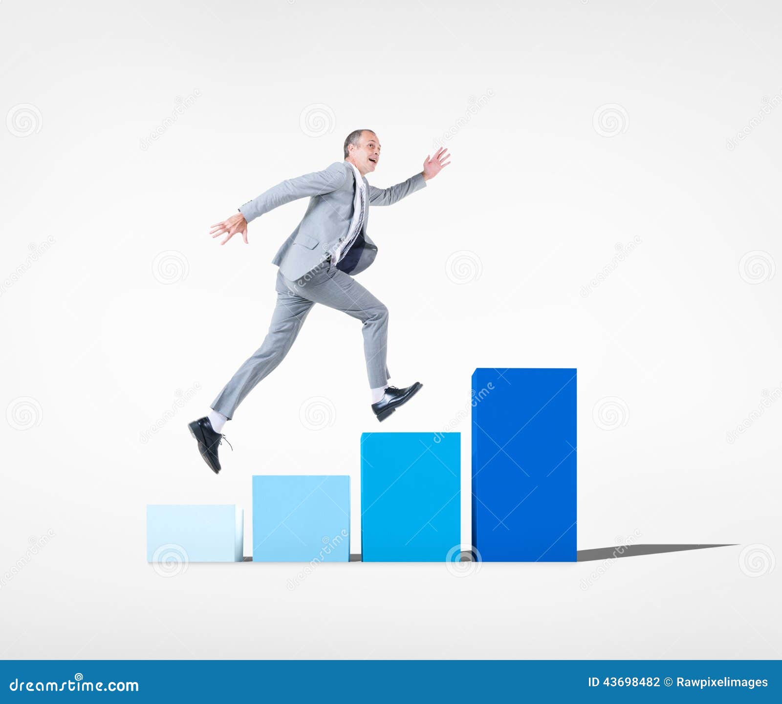 Businessman Running on the Graph To the Top Stock Photo - Image of ...