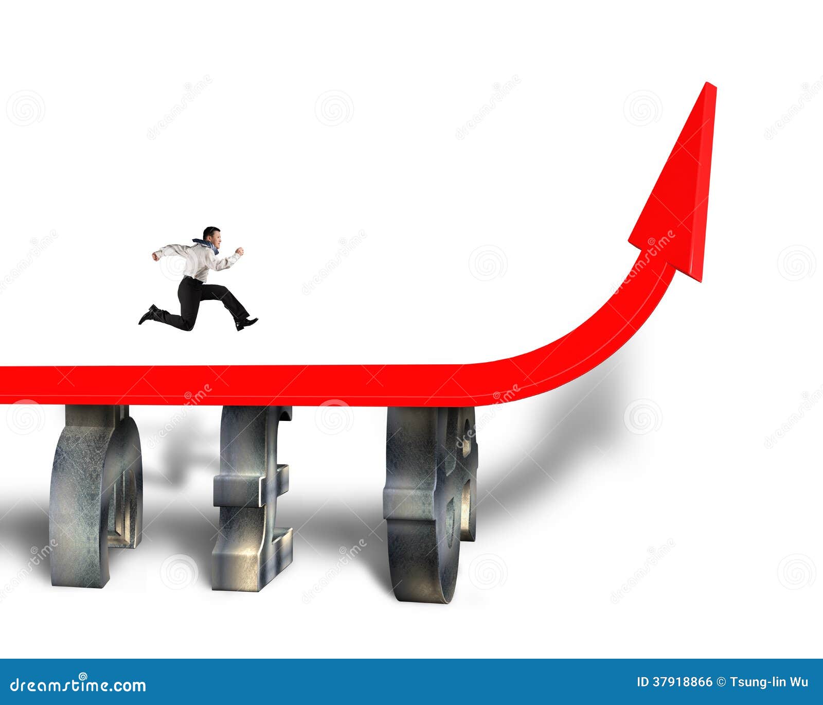 Businessman Running on Growing Red Arrow Stock Illustration ...