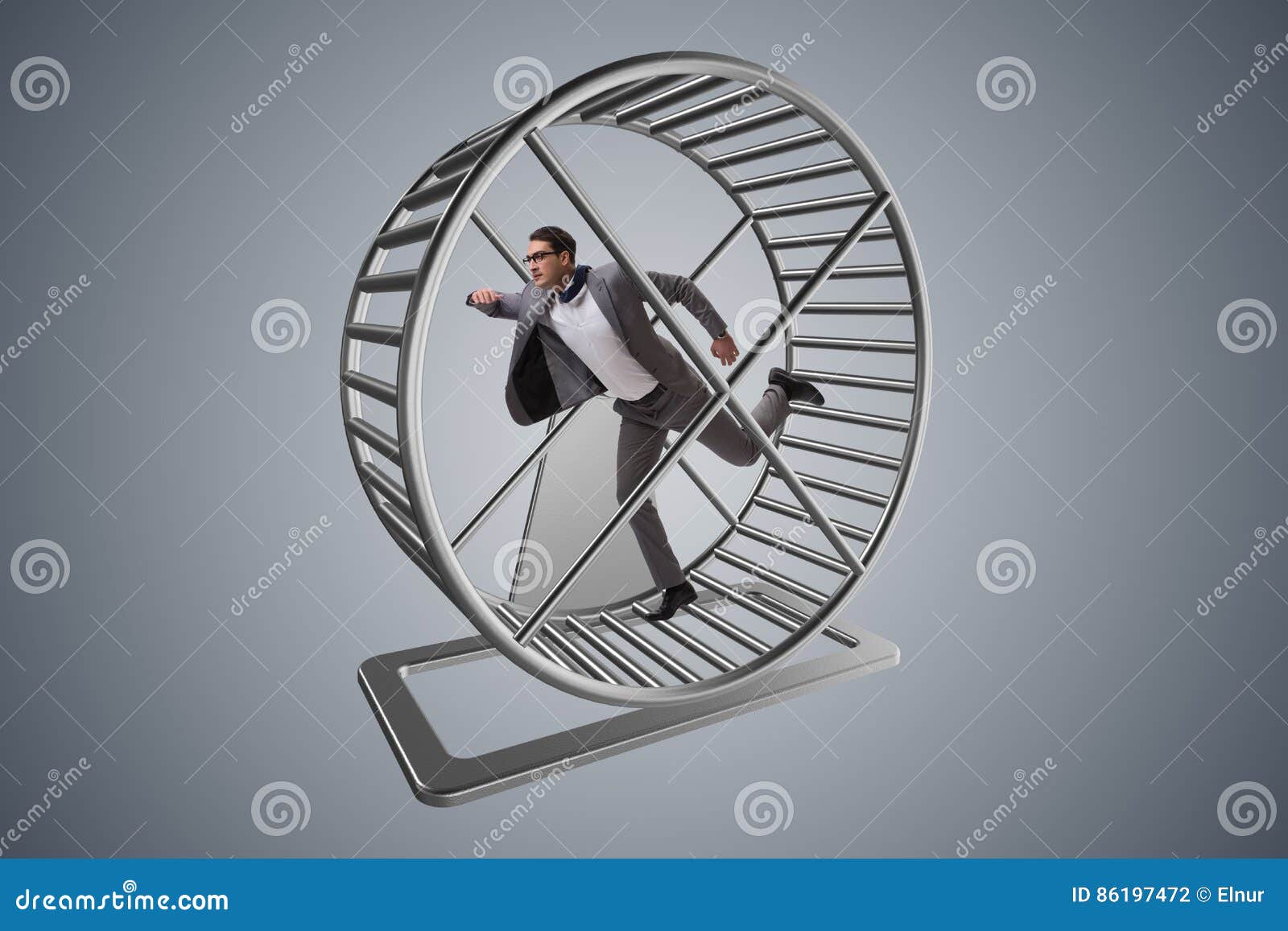 The Businessman Running on Hamster Wheel Stock Photo - Image of ...