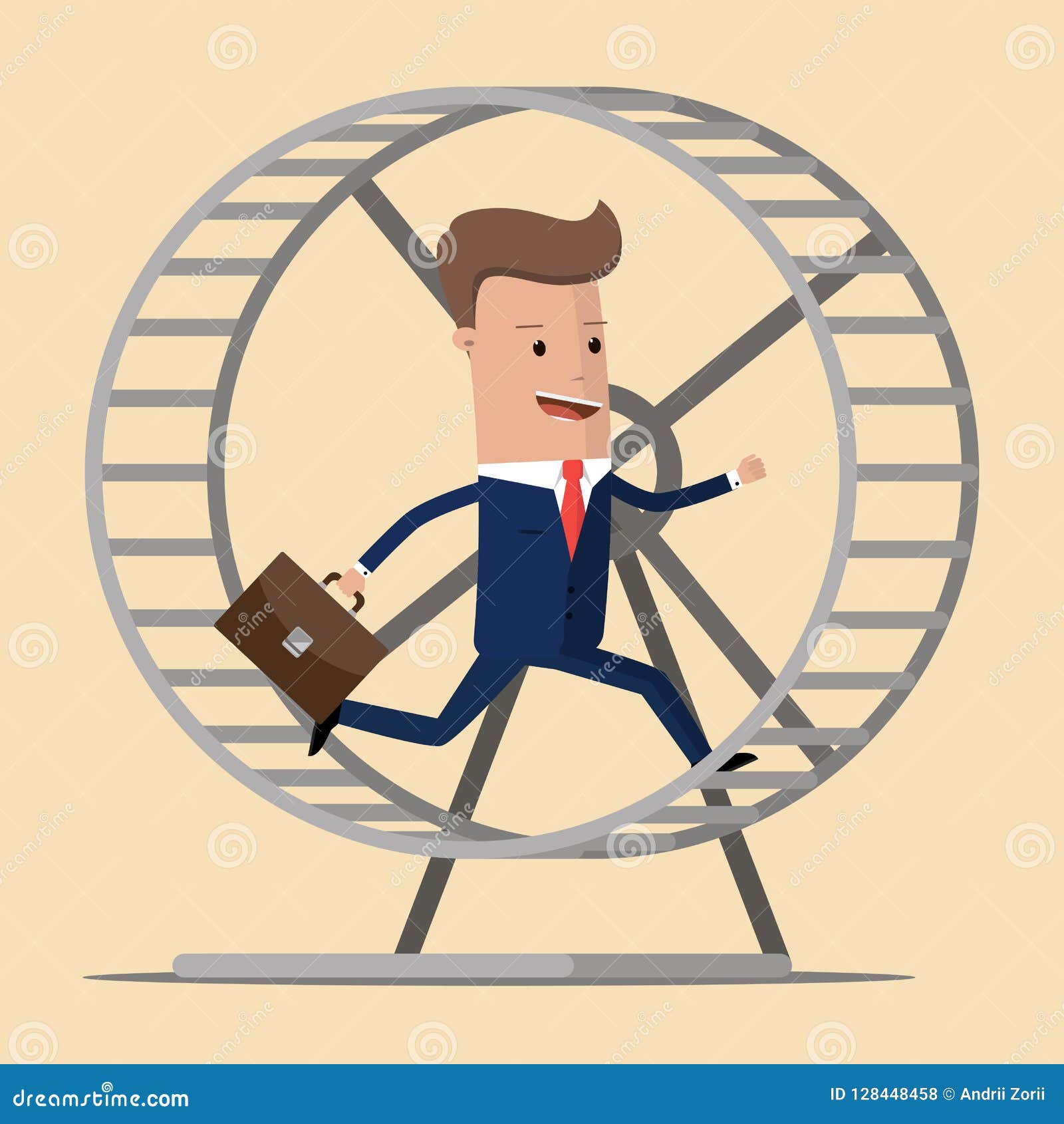 Man Running In Hamster Wheel Vector Hand Drawing Illustration ...