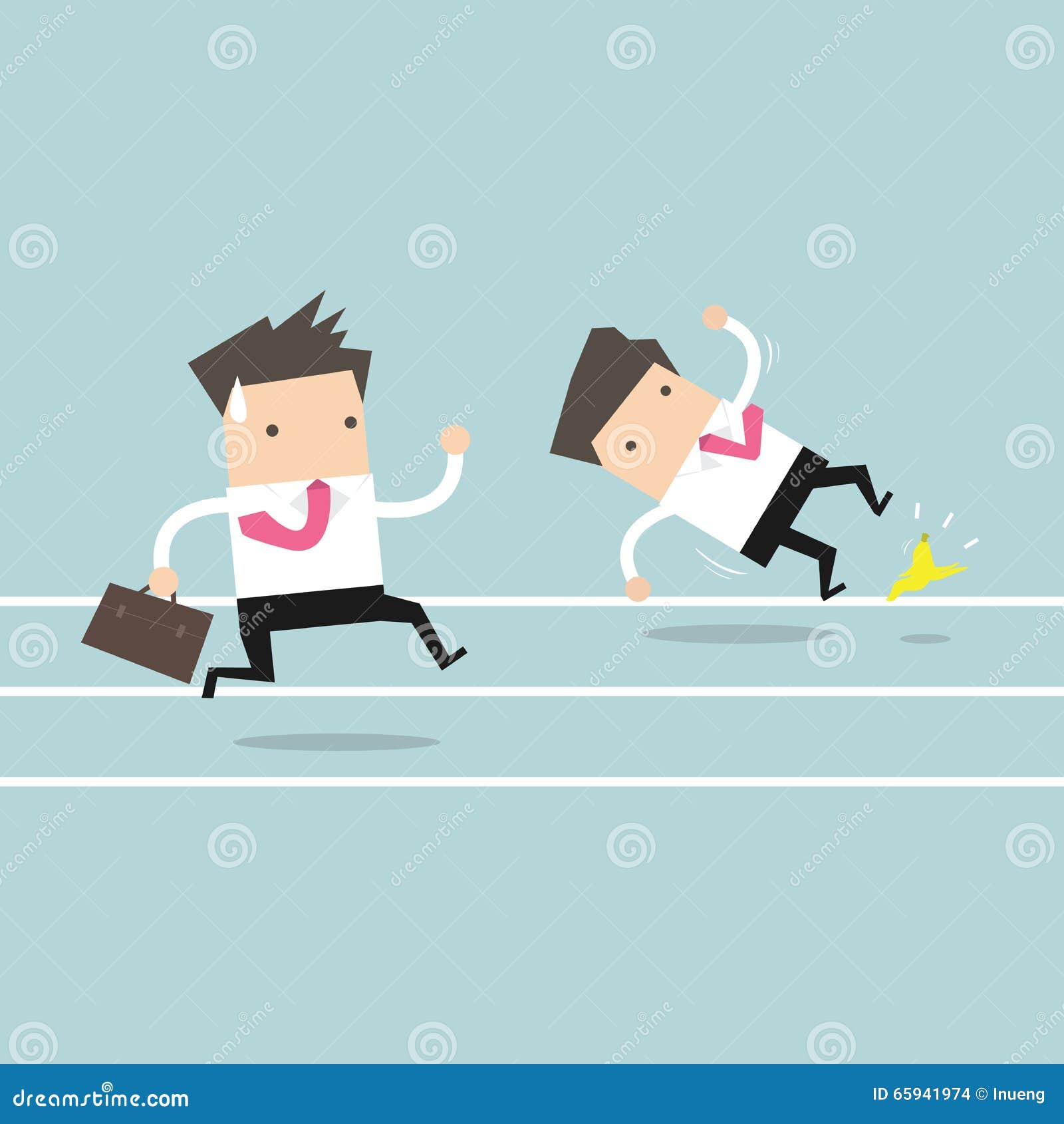 Businessman Running with His Competitor. Business Competition Concept ...
