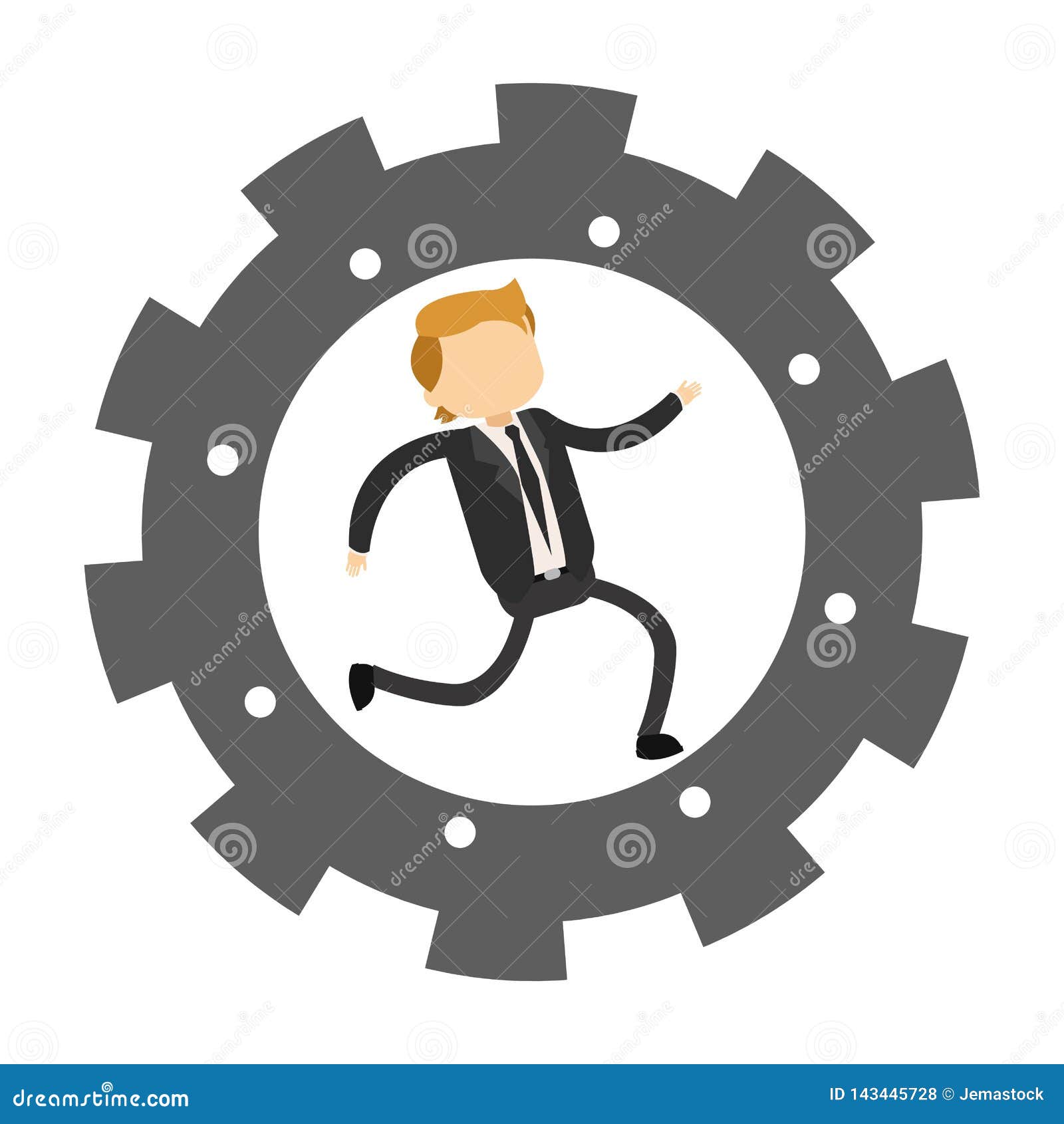 Businessman Running Inside Gear Stock Vector - Illustration of isolated ...