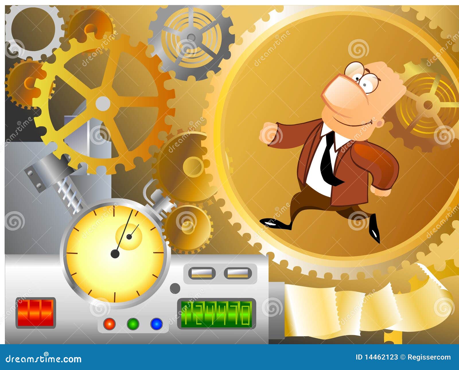 Businessman is Running Inside Machinery Stock Illustration ...