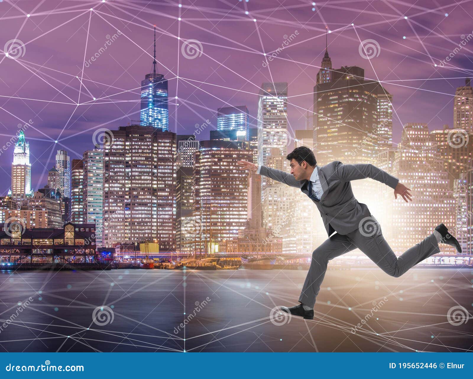 Businessman Running in Internet of Things Concept Stock Photo - Image ...