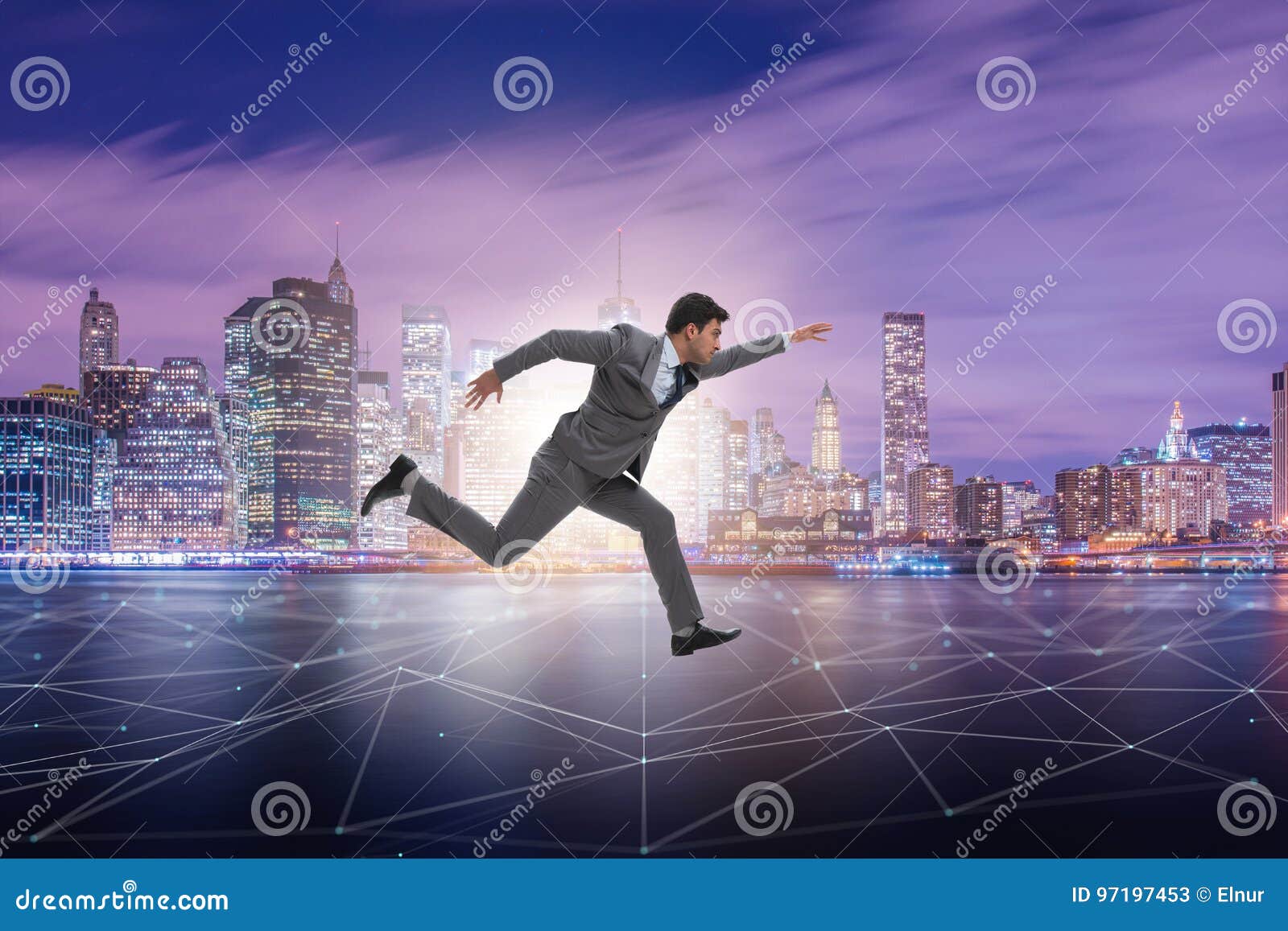 The Businessman Running in Internet of Things Concept Stock Image ...