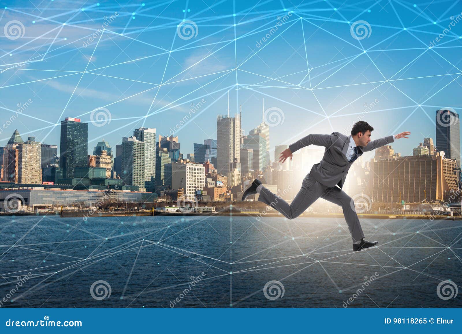 The Businessman Running in Internet of Things Concept Stock Image ...