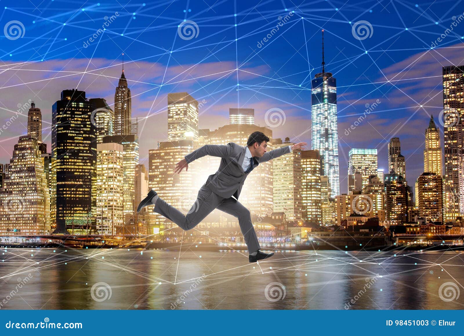 The Businessman Running in Internet of Things Concept Stock Image ...