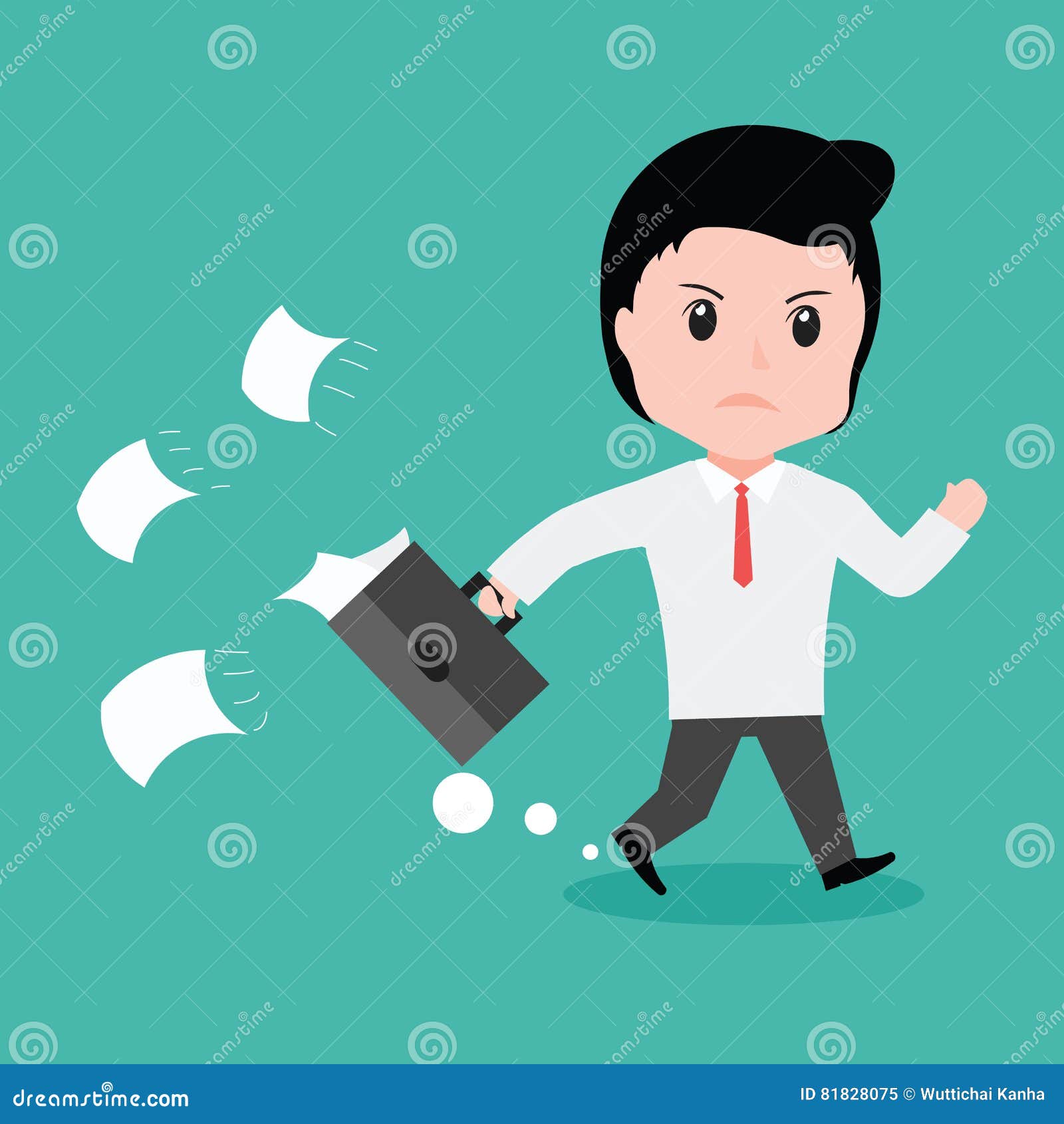 Businessman is Running Late Time, Cartoon Vector Stock Vector ...