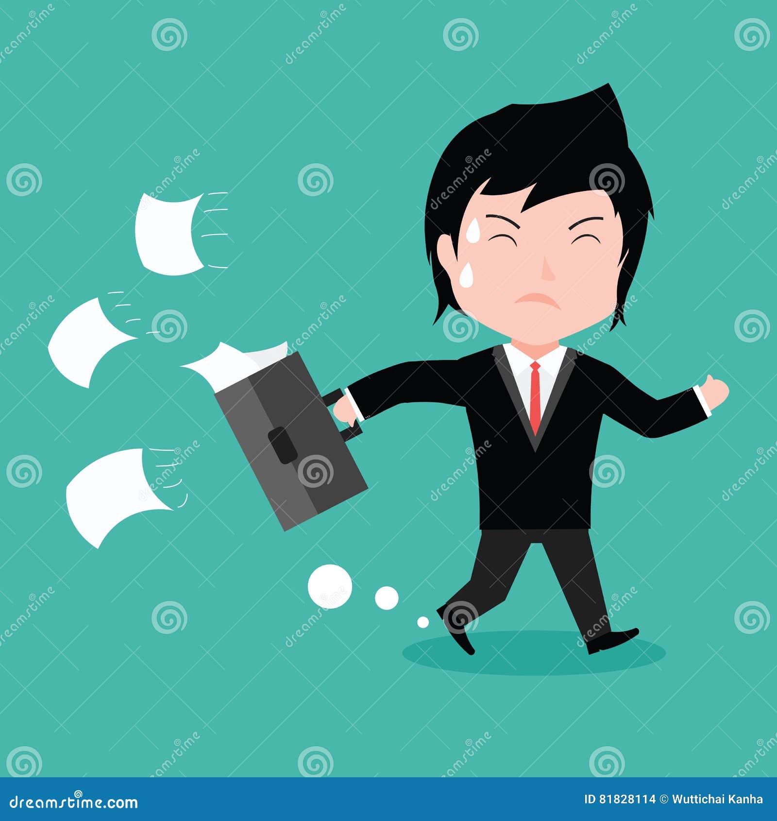 Businessman is Running Late Time, Cartoon Vector Stock Vector ...