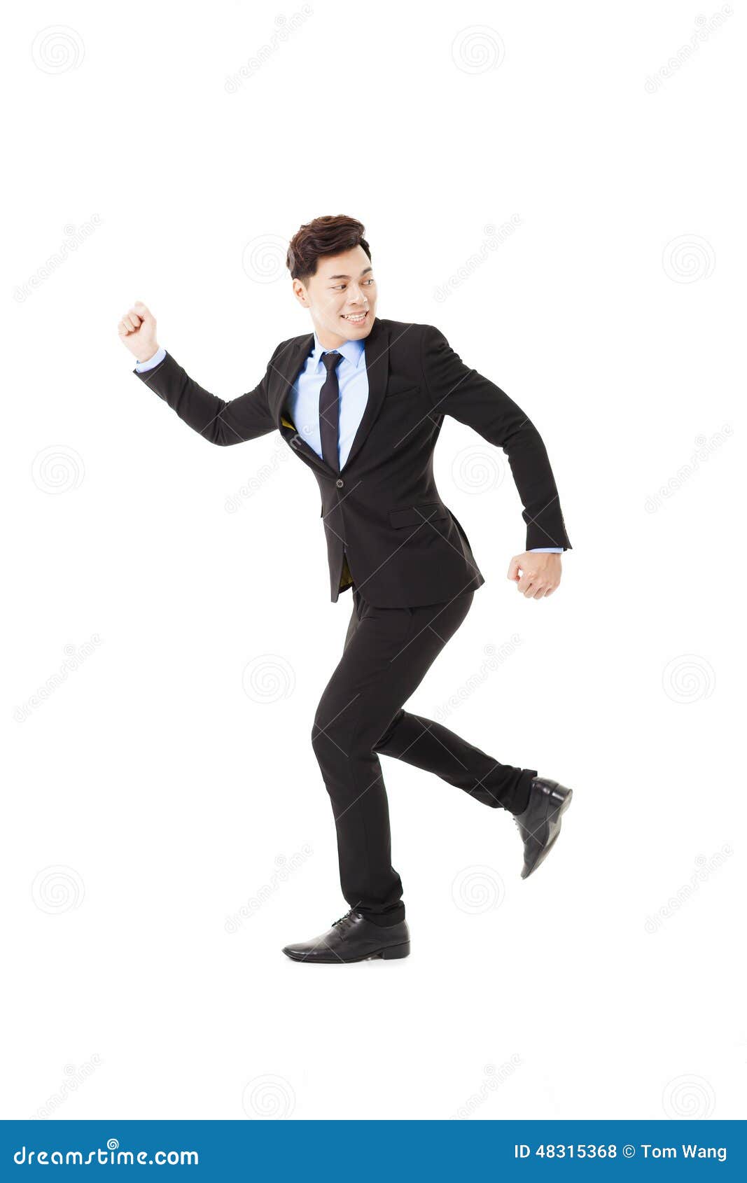Businessman Running and Looking Back Stock Photo - Image of male ...