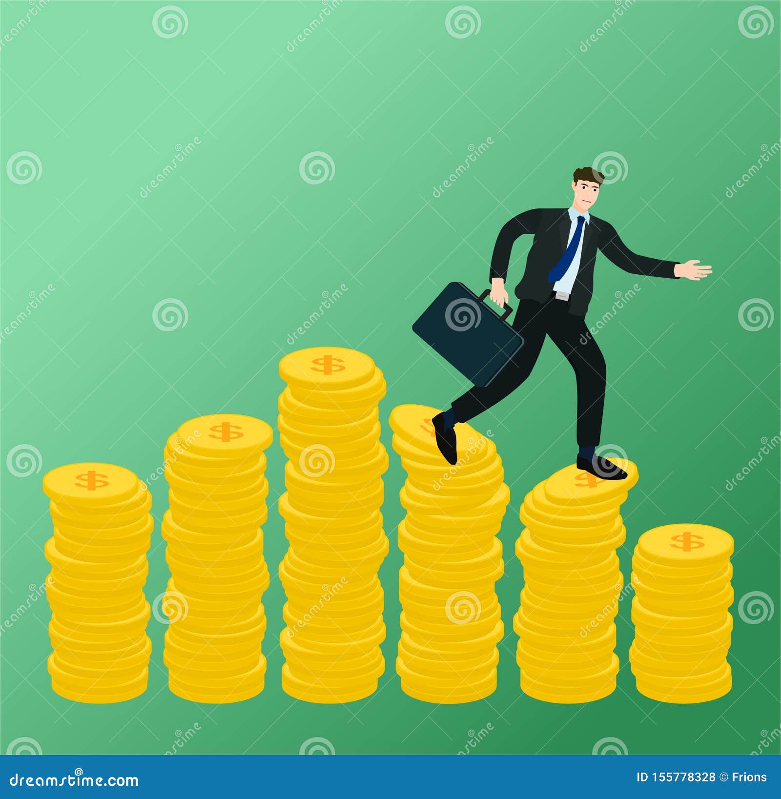 Businessman Running on Low Profit Money Graph Stock Vector ...