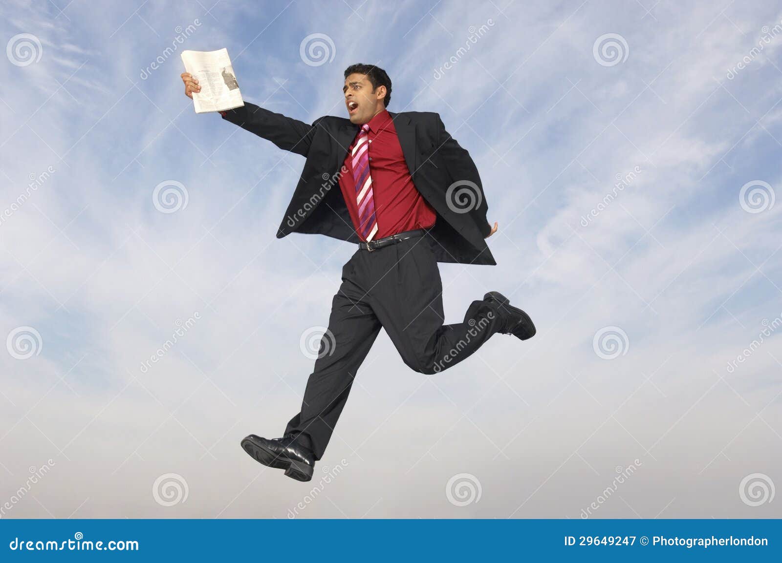 Businessman Running with Newspaper Stock Image - Image of outdoors ...