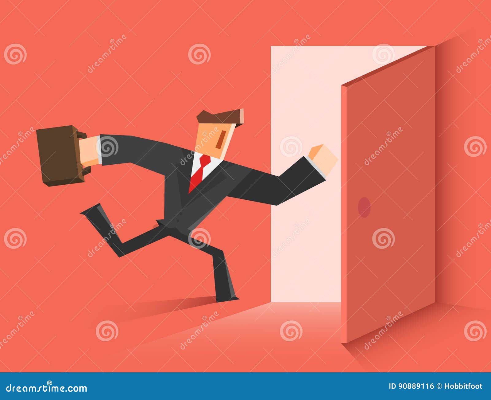 Businessman Running in the Open Door. Stock Vector - Illustration of ...