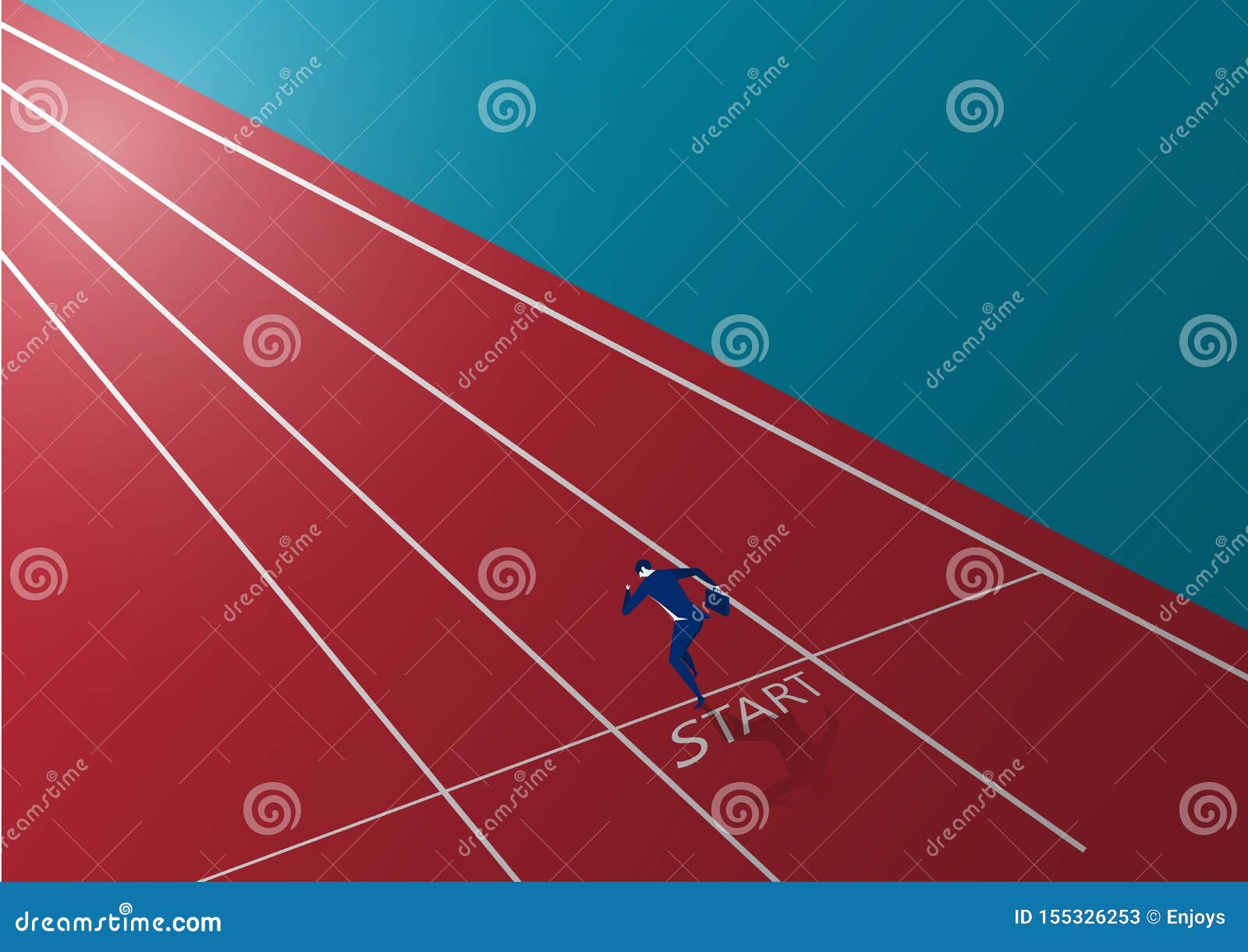 Businessman Running from Start Point on Field Vector Stock Vector ...