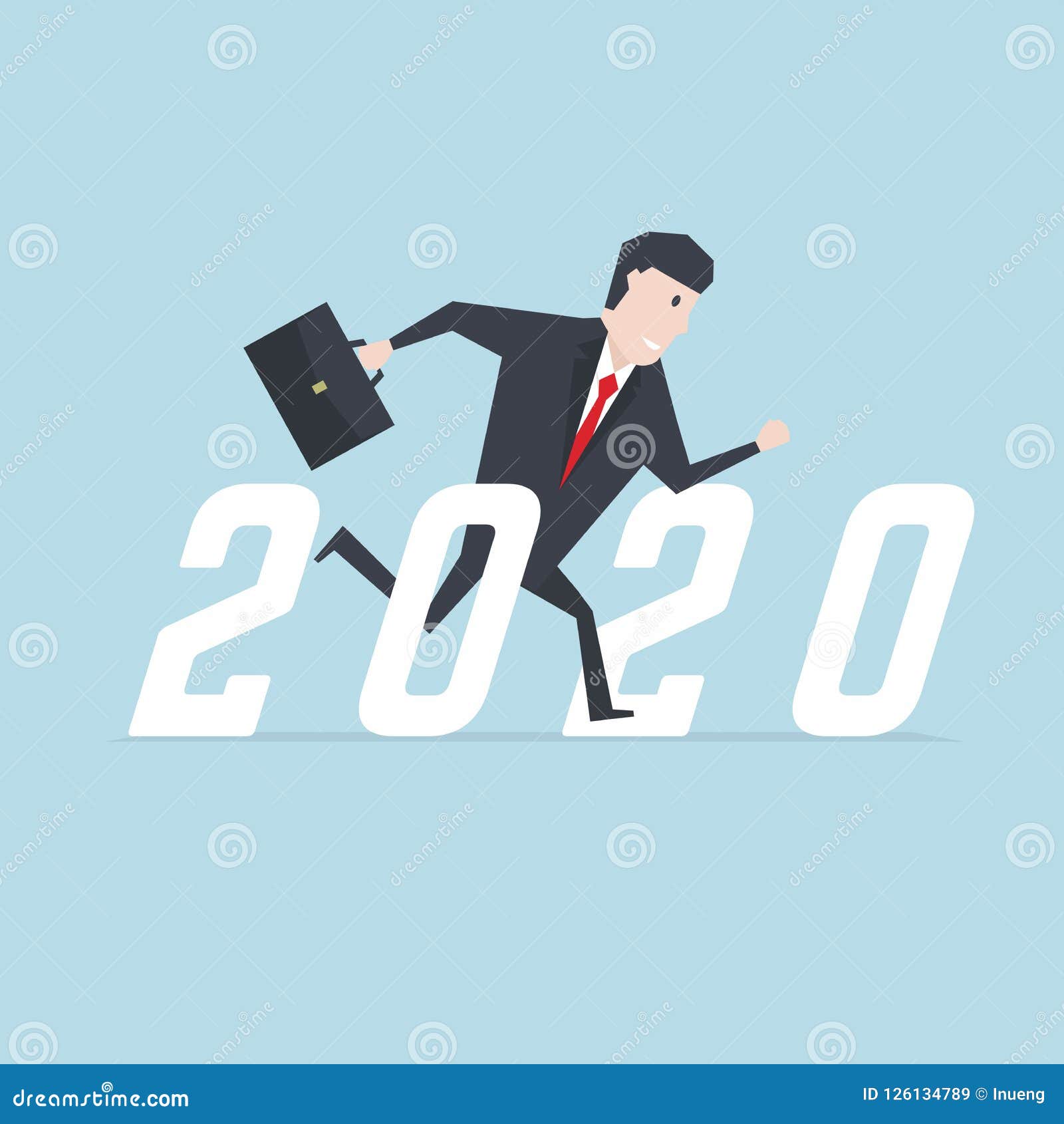 Businessman Running To Success 2020. Stock Vector - Illustration of ...
