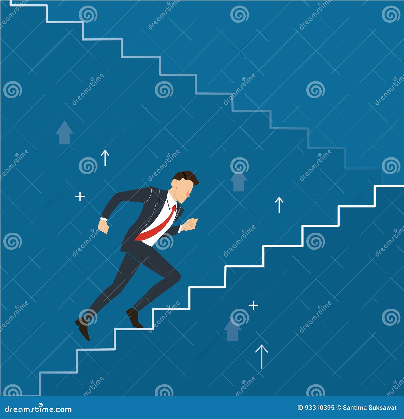 Businessman Running To Success Vector Illustration Stock Vector ...