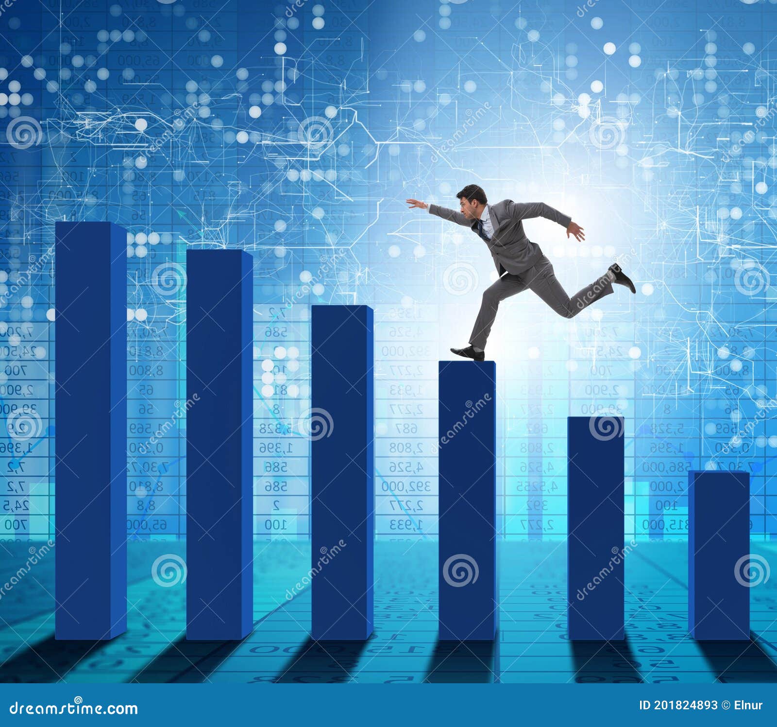 Businessman Running Towards Economic Success Stock Illustration ...