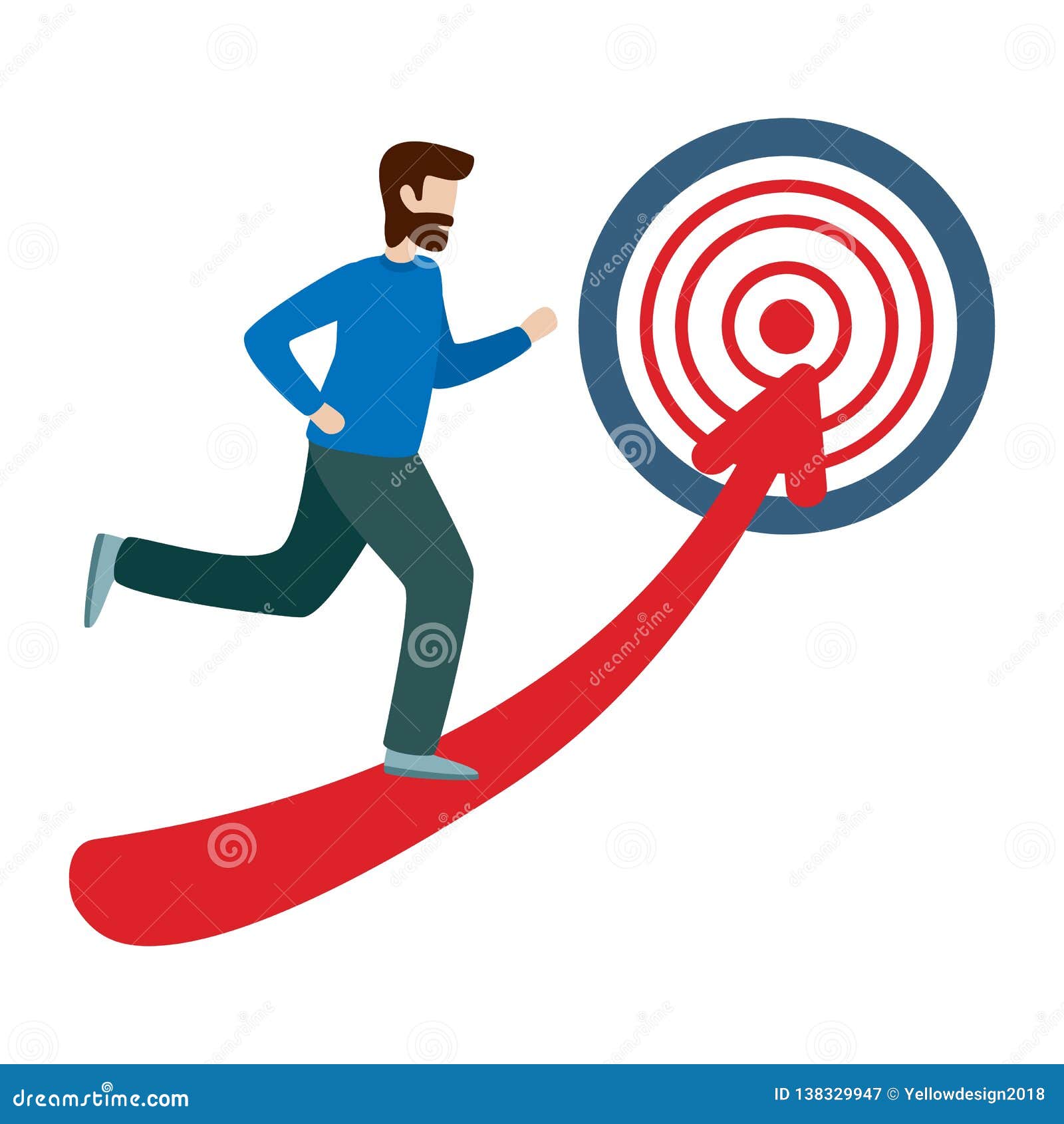 Businessman Running Towards the Goal. Business Concept Goal and Success ... Businessman Running Towards the Goal. Business Concept Goal and Success ...