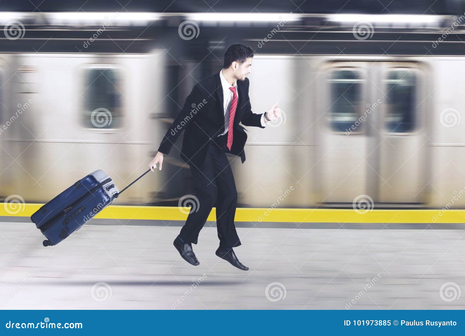 Businessman Running in the Train Transportation Stock Image - Image of ...