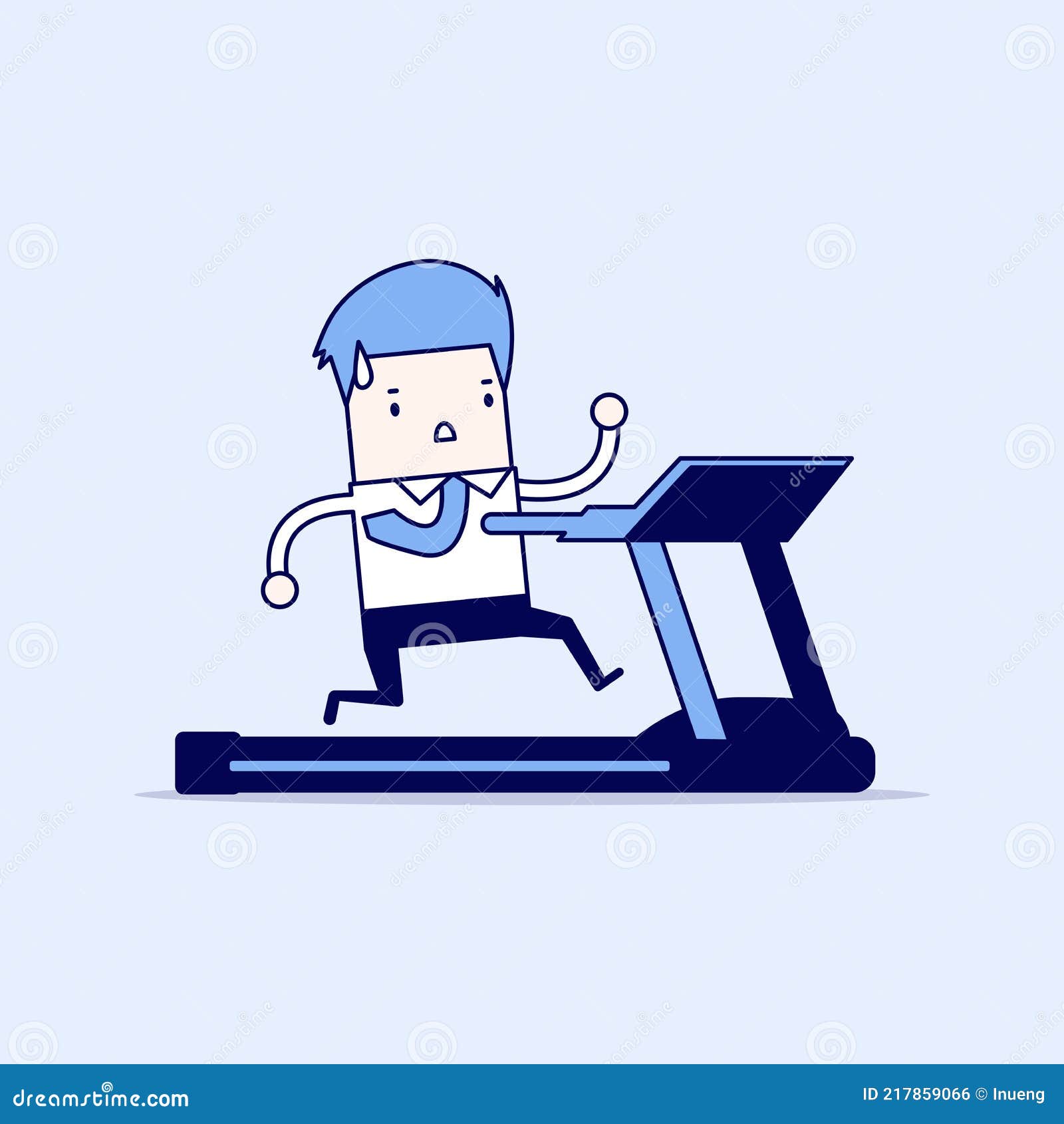 Businessman Running on Treadmill. Cartoon Character Thin Line Style ...