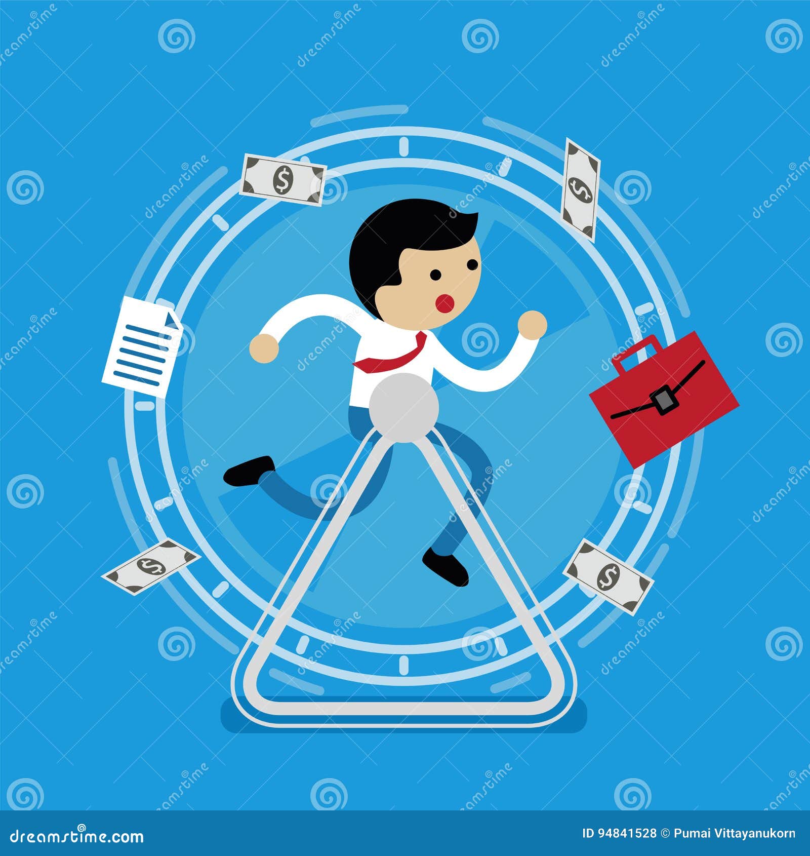 Businessman Running in the Wheel Stock Vector - Illustration of machine ...