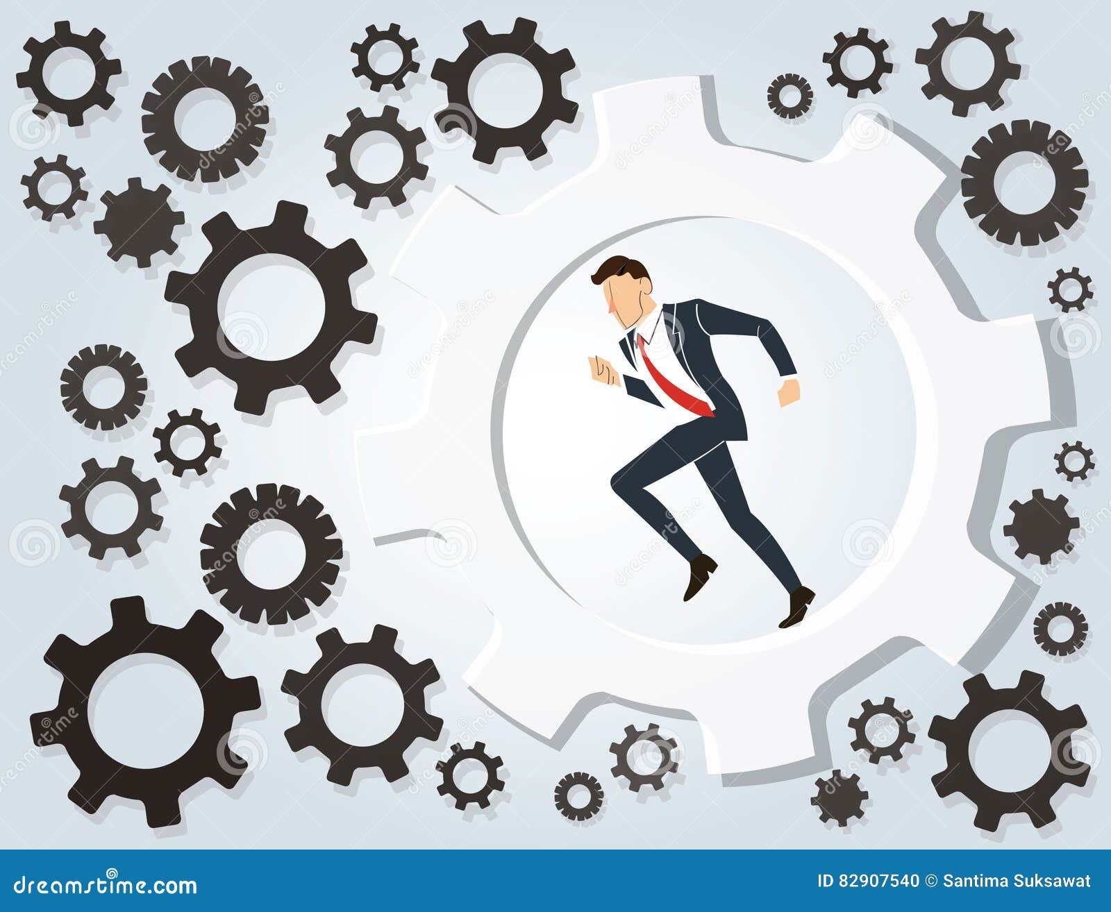 Businessman Running in Wheel Gear Background Vector Stock Vector ...