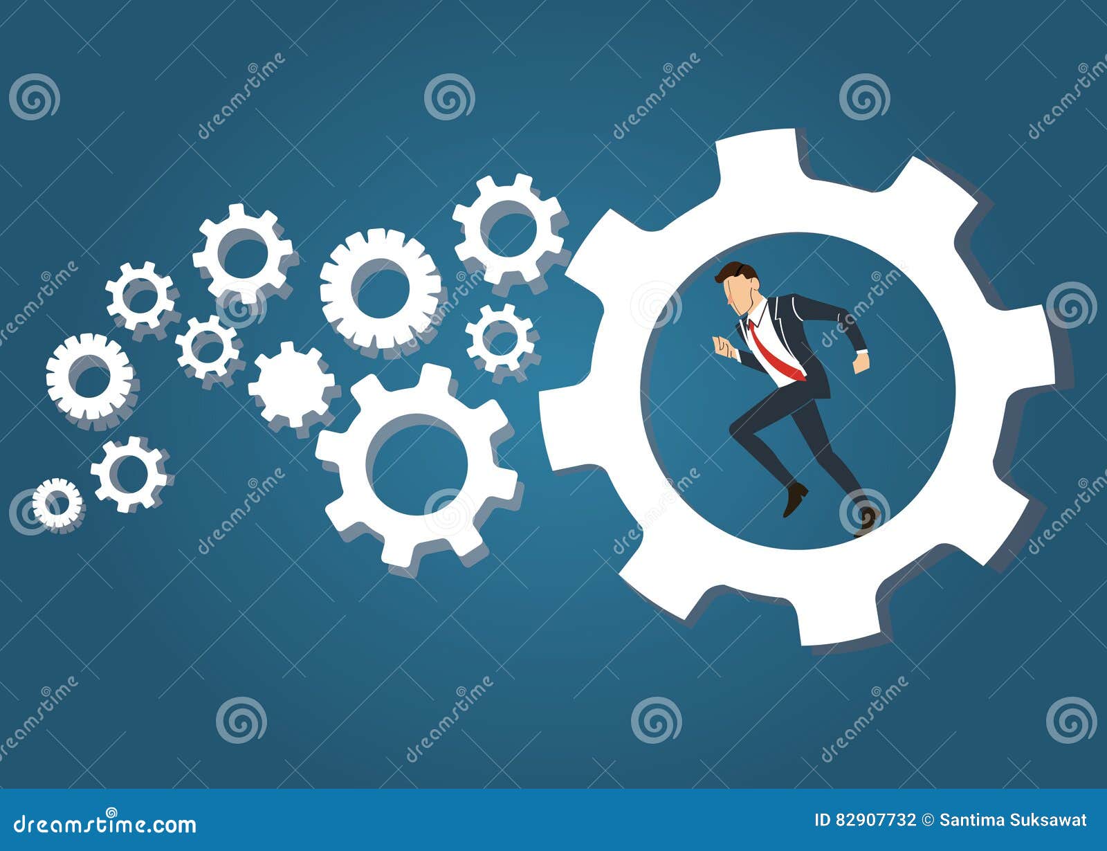 Businessman Running in Wheel Gear Background Vector Stock Vector ...