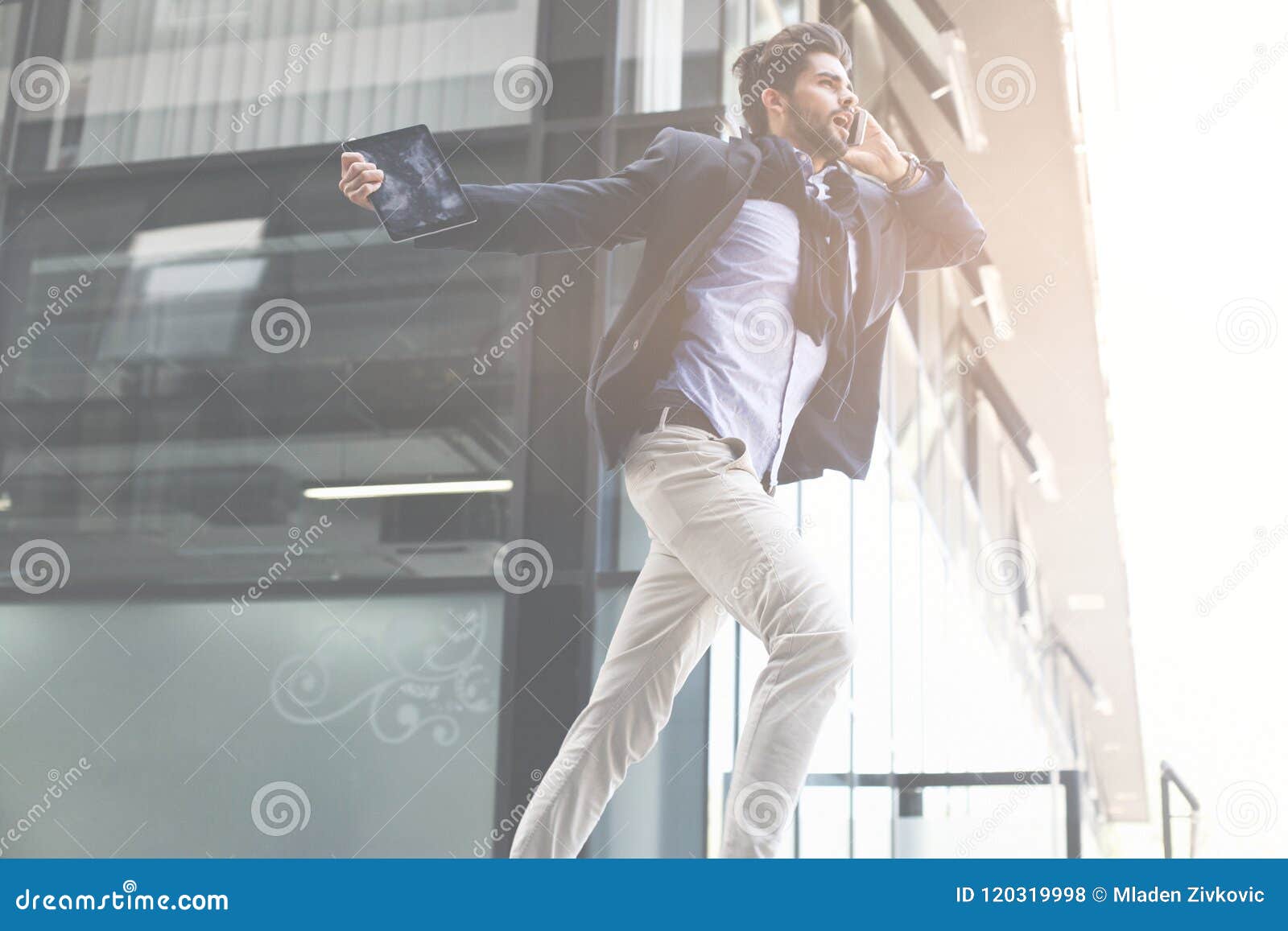 Businessman Running on Work. Stock Photo - Image of people, mobility ...