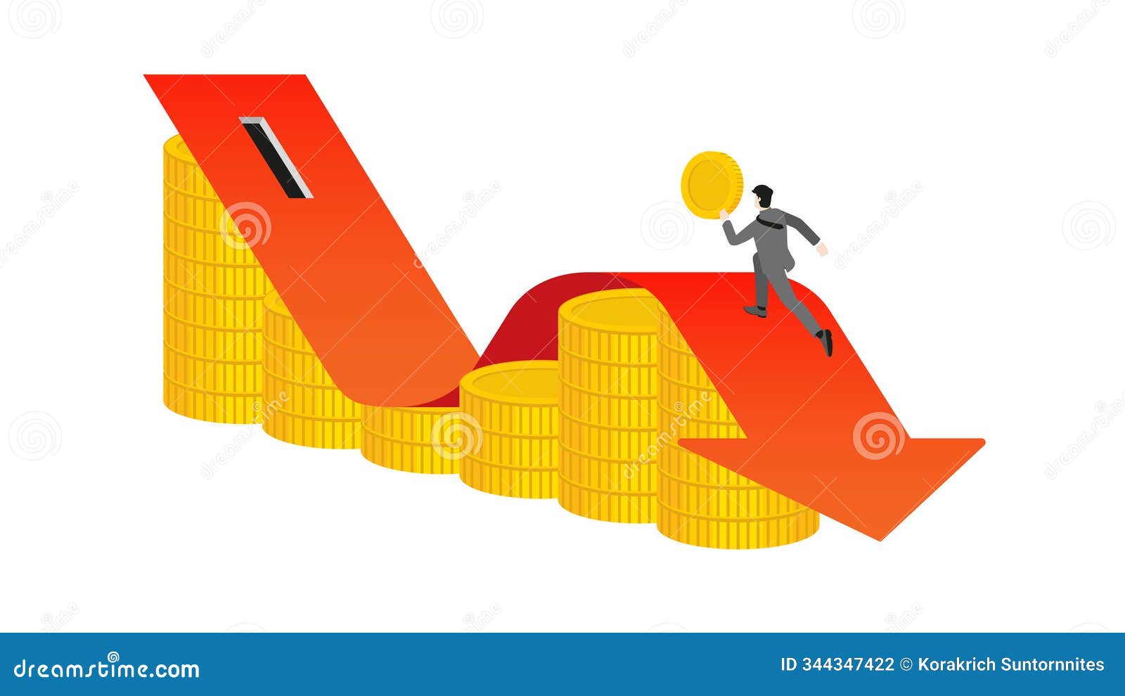 Businessman Runs To Target. Business Concept. Vector Illustration. Challenge Achieve Aim ...