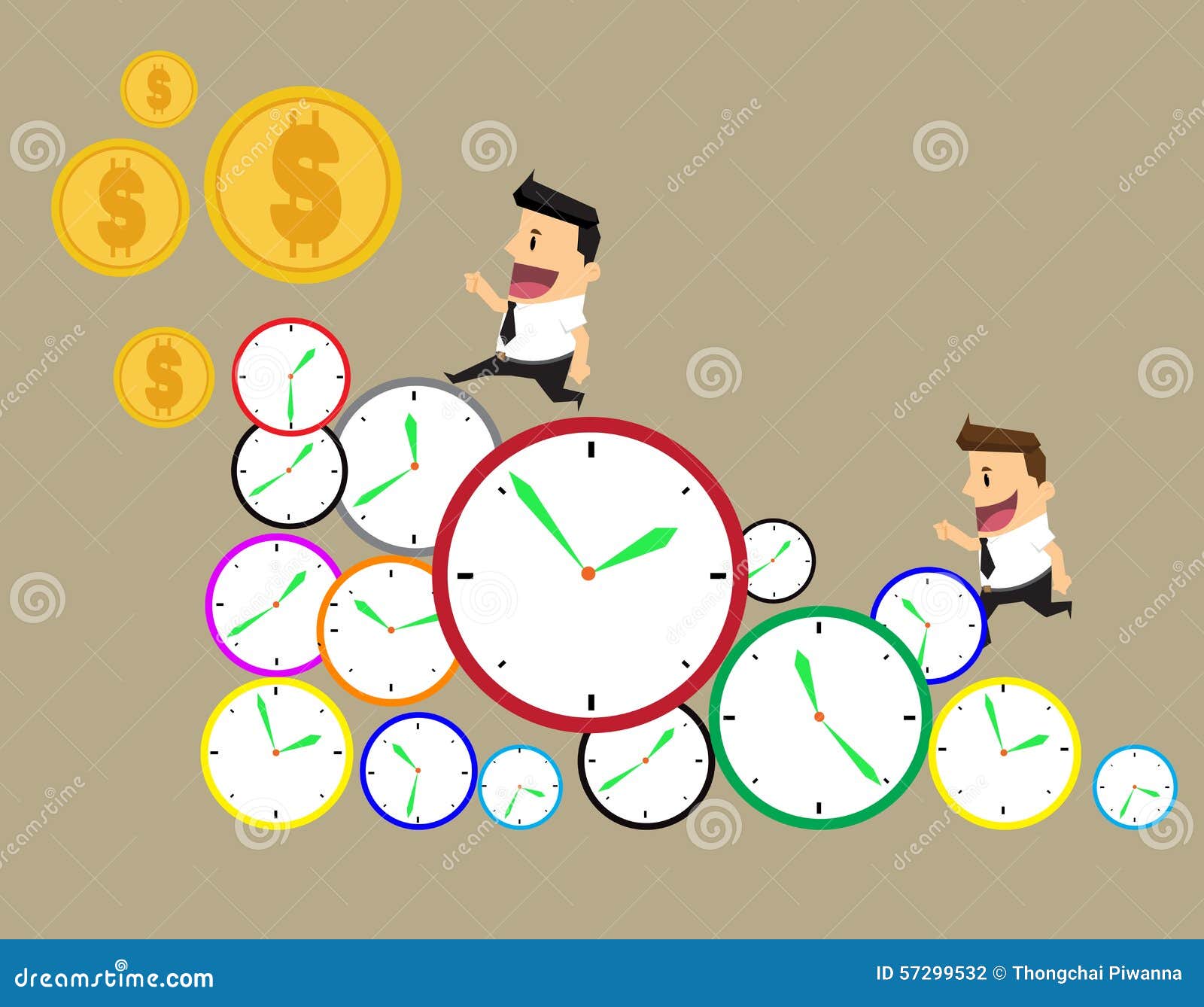 Businessman Runs in a Hurry Runs on Time. through the Business D Stock ...