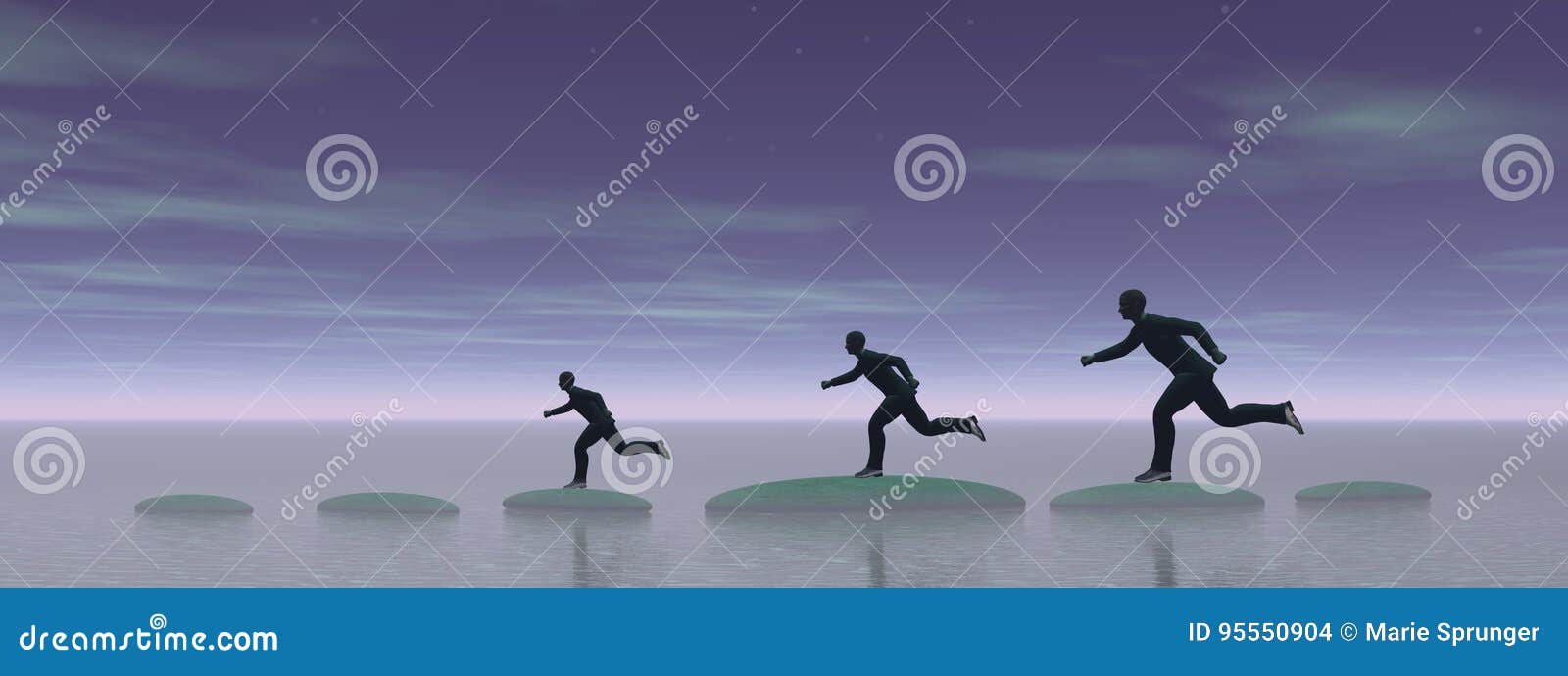 Businessman that Runs on Steps - 3D Rendering Stock Illustration ...