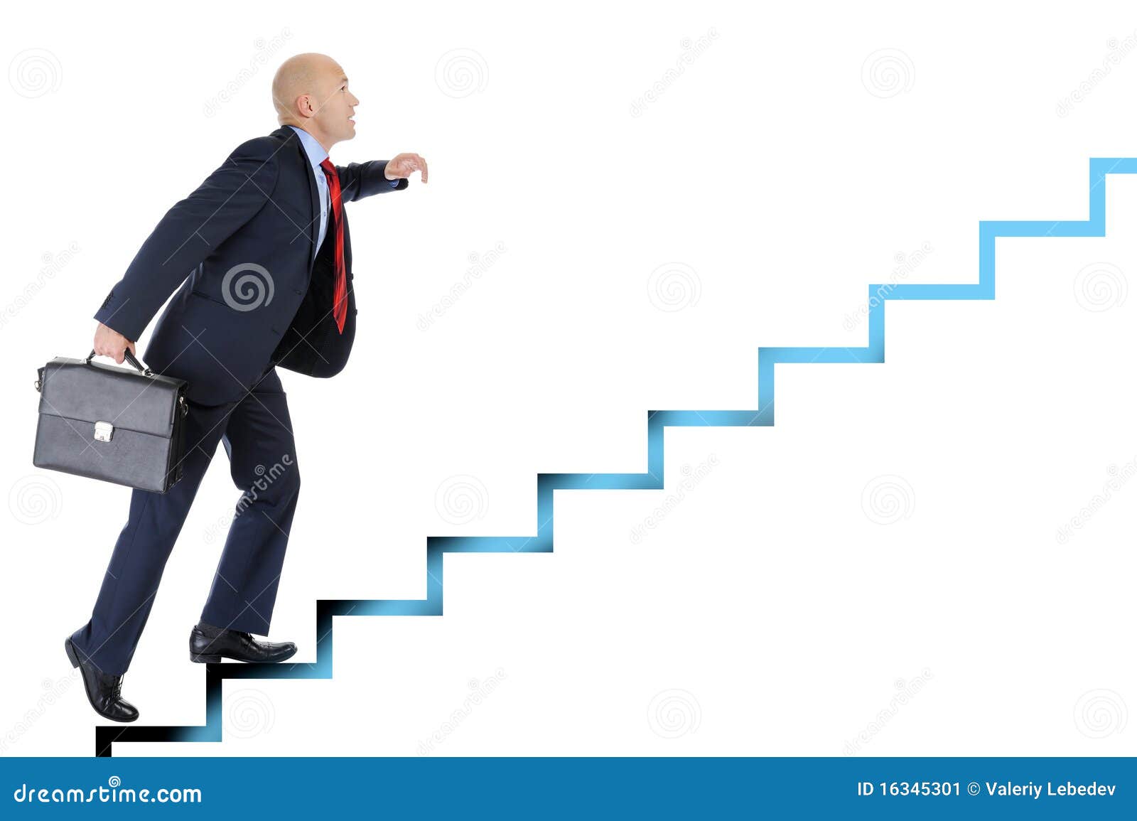 Career Ladder. Steps Up As Symbol Of The Path To The Goal. Man In Suit ...