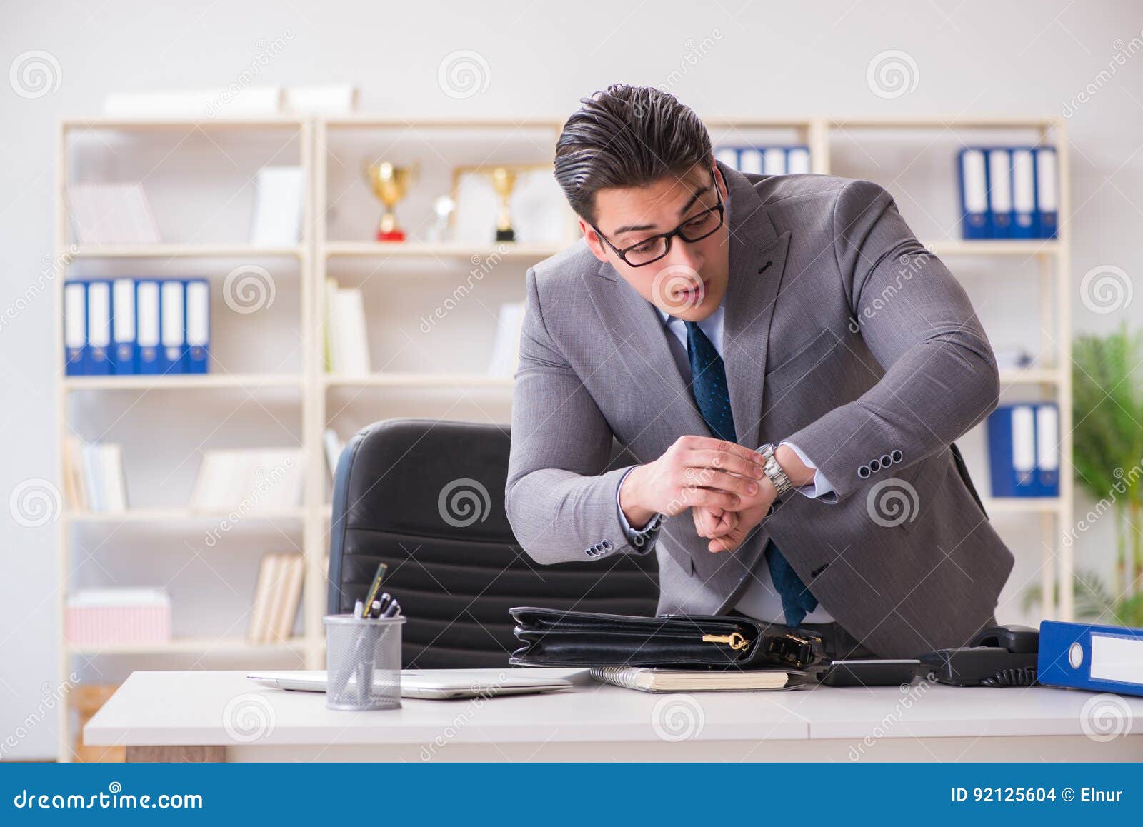 The Businessman Rushing in the Office Stock Photo - Image of funny ...