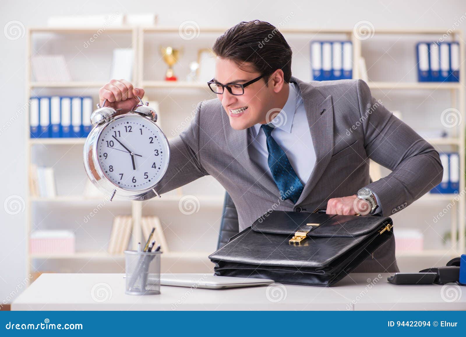 The Businessman Rushing in the Office Stock Photo - Image of panicking ...