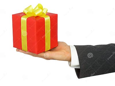 Businessman S Hand Holding Gift Stock Image - Image of adult, giving ...