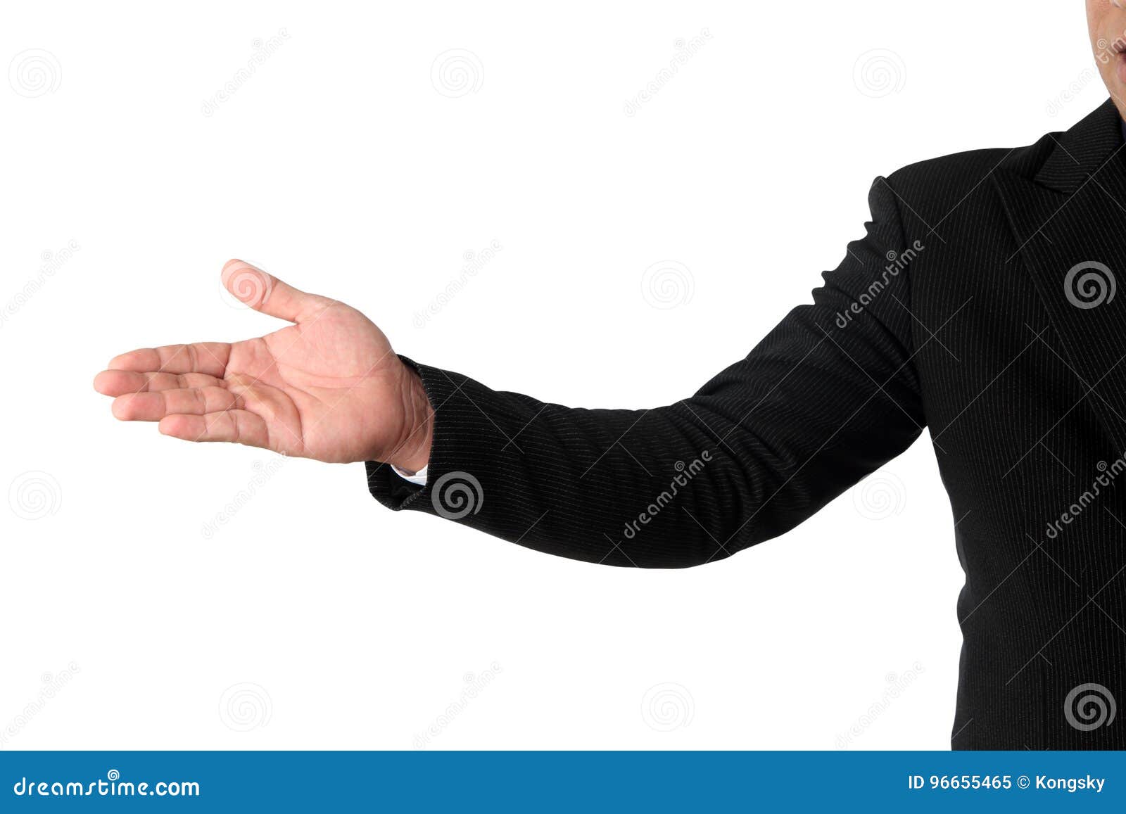 Businessman`s Hand Inviting with Clipping Path. Stock Image - Image of ...