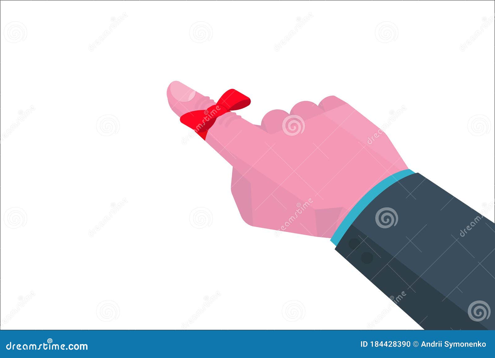Businessman`s Hand with Reminder String on Finger Isometric Consept ...
