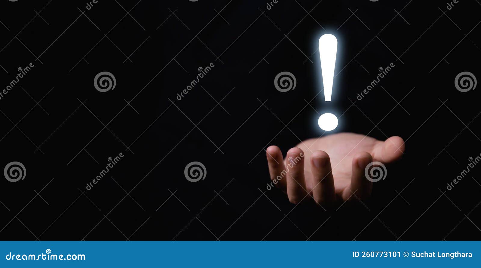 The Businessman S Hand Shows a White Exclamation Mark. Business ...